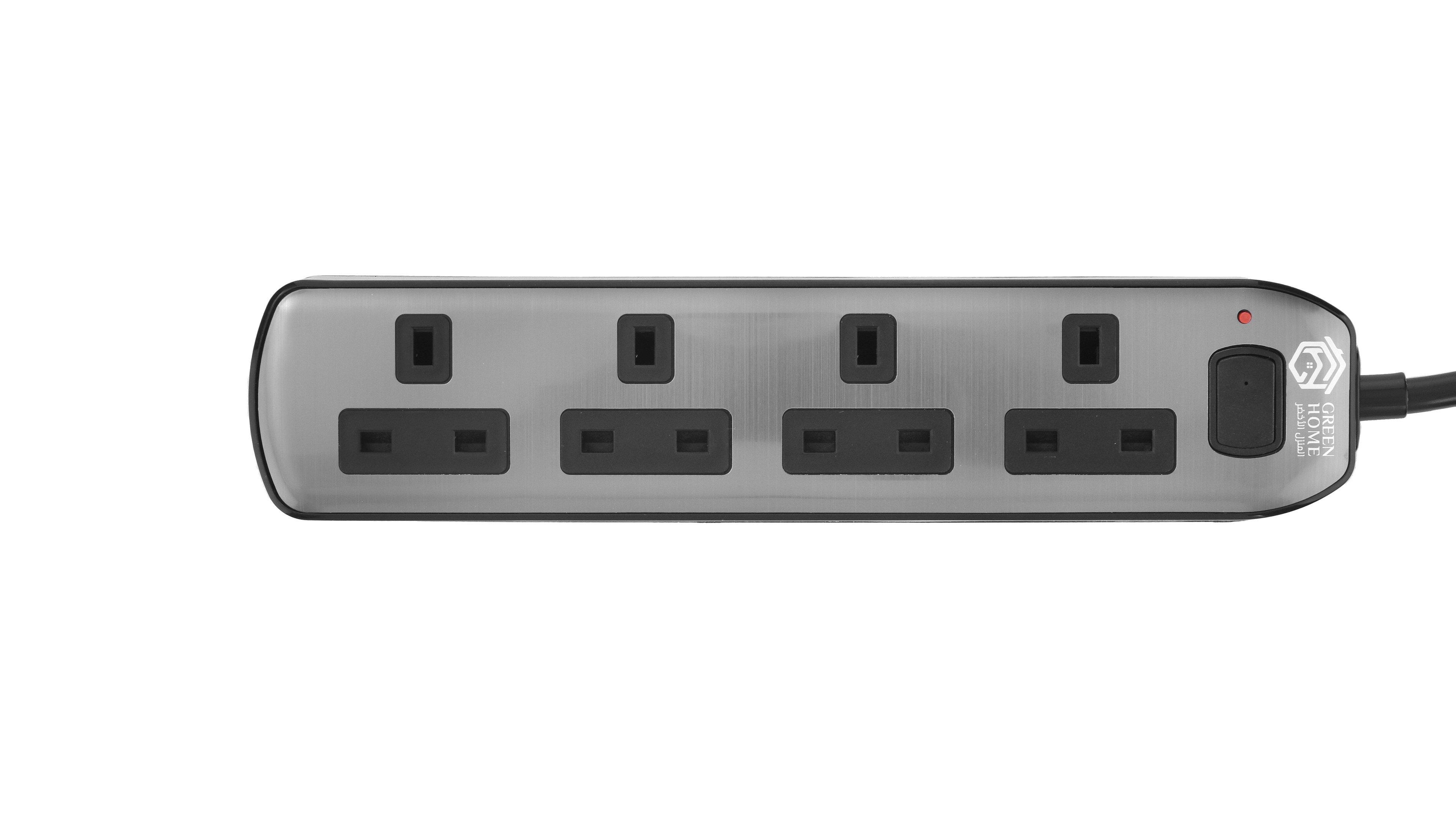 GREEN HOME, Power Extension Cord, 4 Sockets, 5M, Grey - eXtra