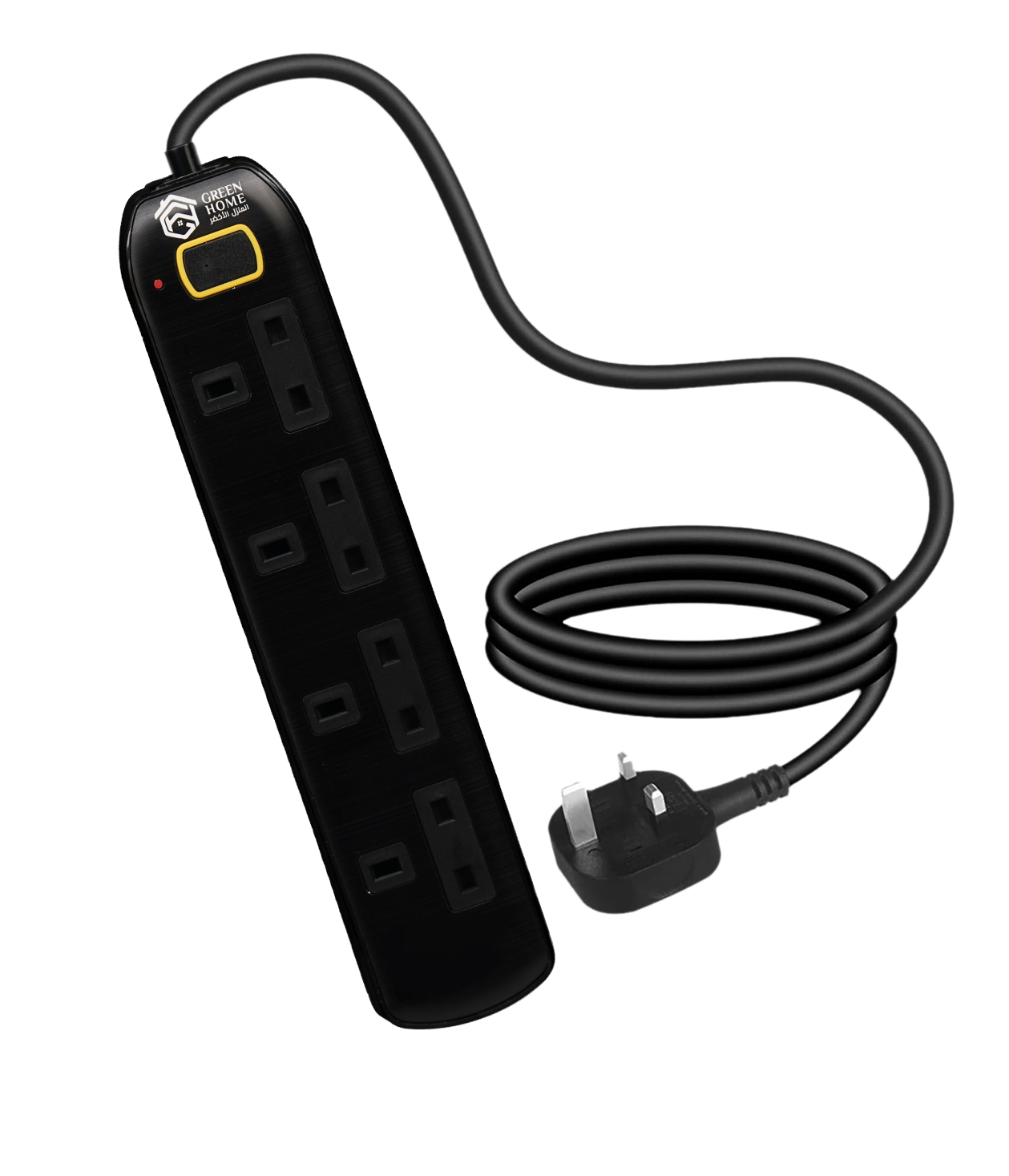 GREEN HOME, Power Extension Cord, 4 Sockets, 3M, Black - eXtra