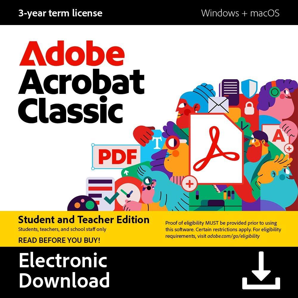 Adobe Acrobat Classic 3 Years Student Teacher Edition, Digital Card ...