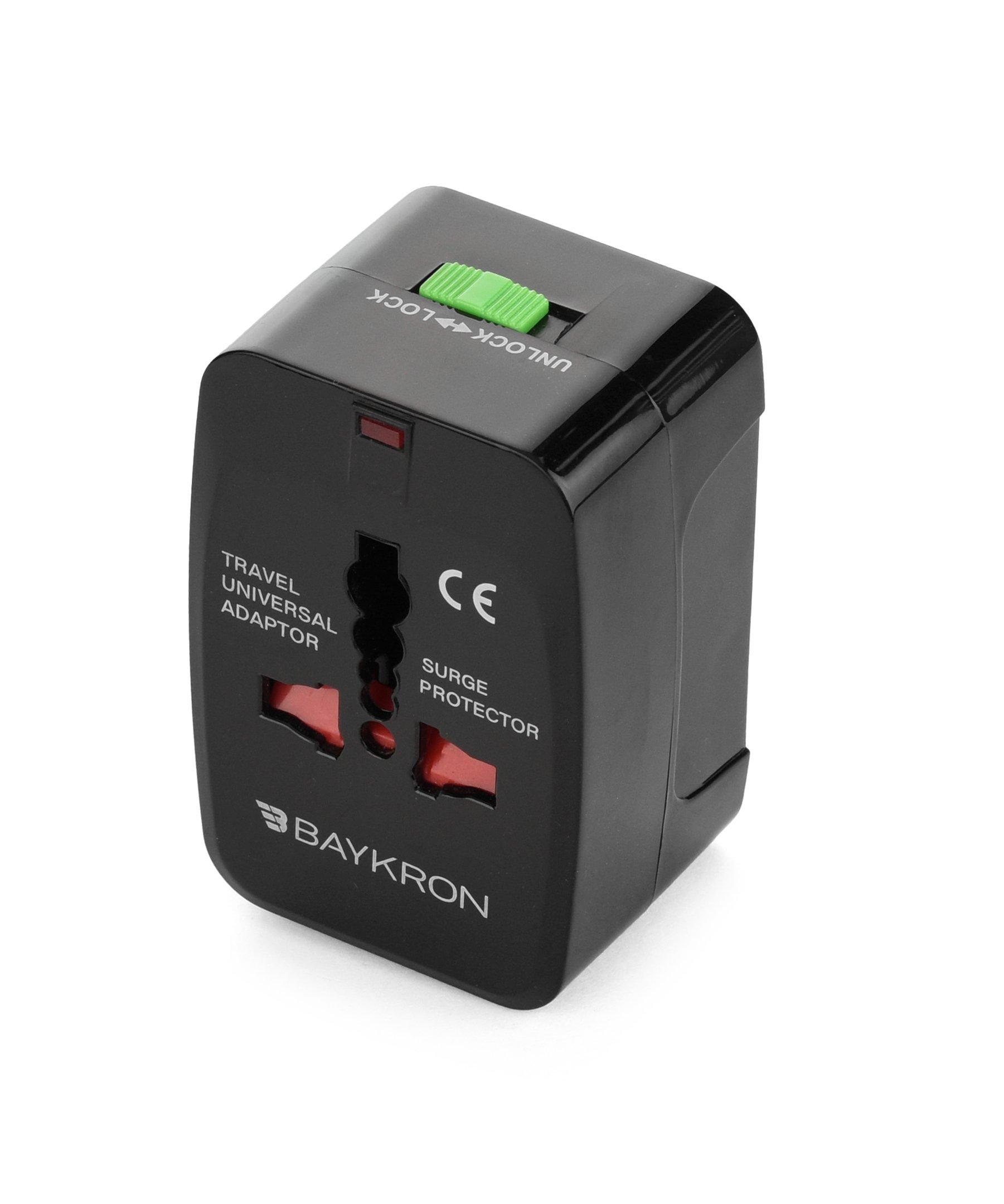 BAYKRON, Universal travel Adaptor AC Input:100-240V,6A Max Black - eXtra