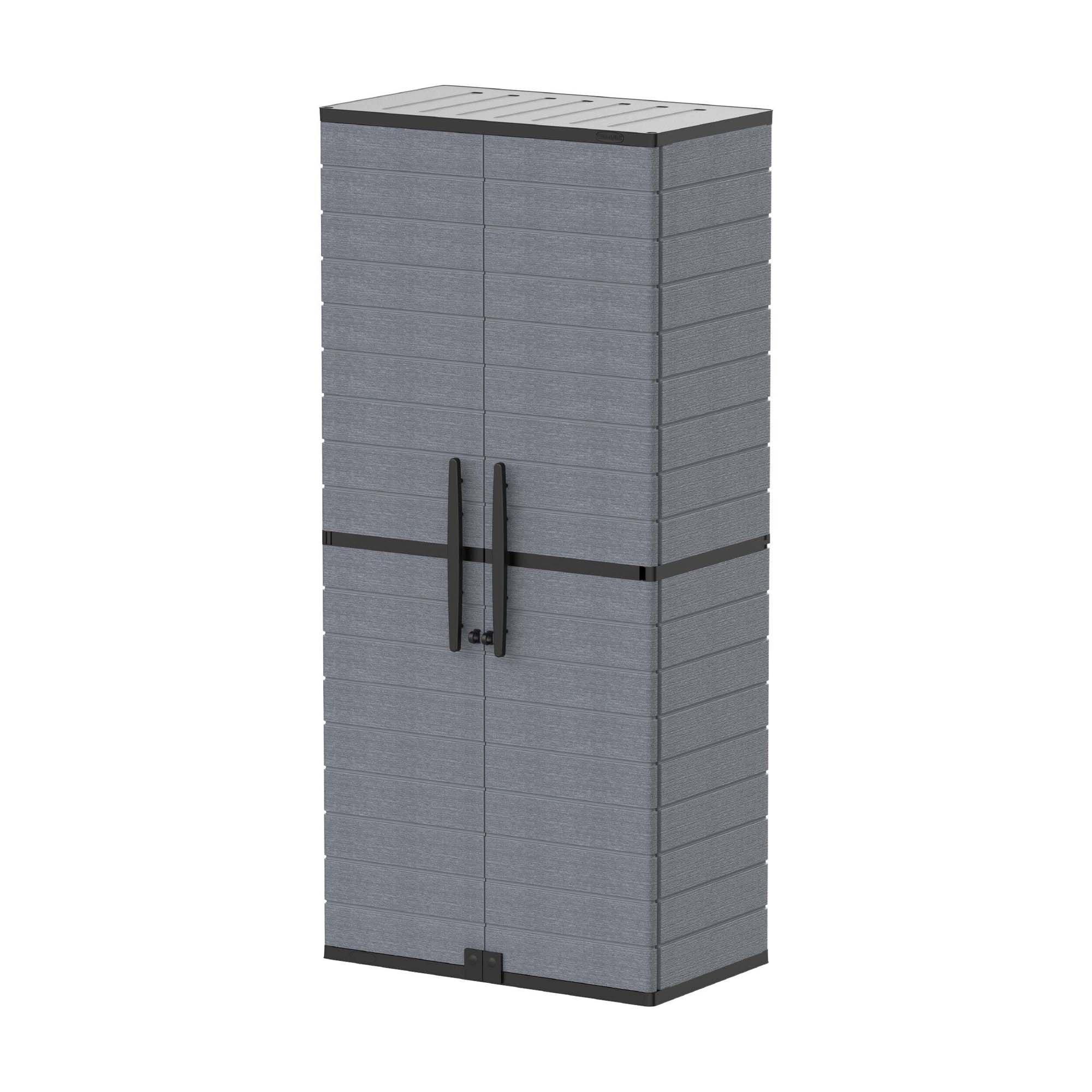 COSMOPLAST, Vertical Storage Cabinet For Outdoor, 4 Shelves, Dark Grey ...