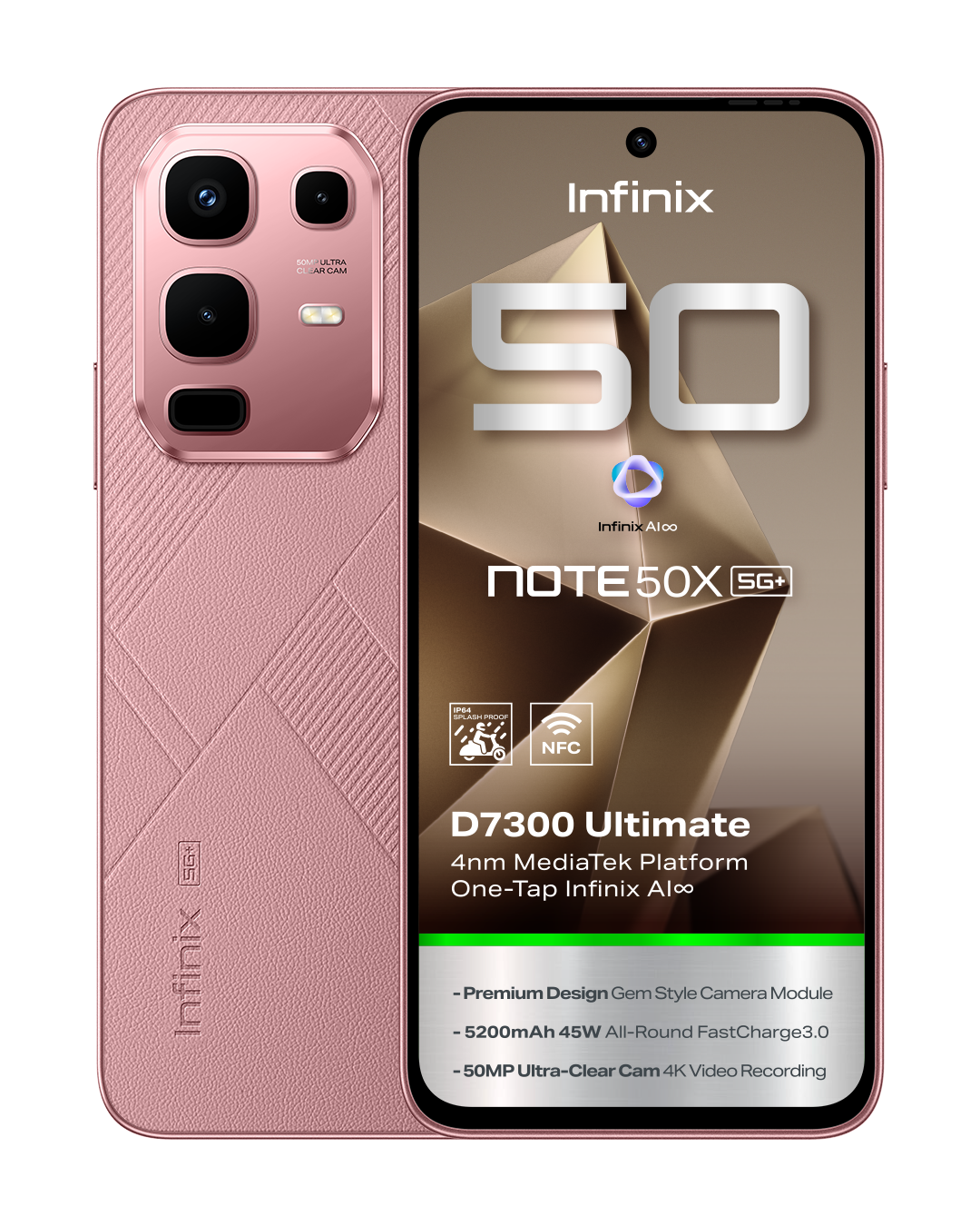 Infinix Note 50x, 5G, 256 GB, Sunset Spice Pink - eXtra