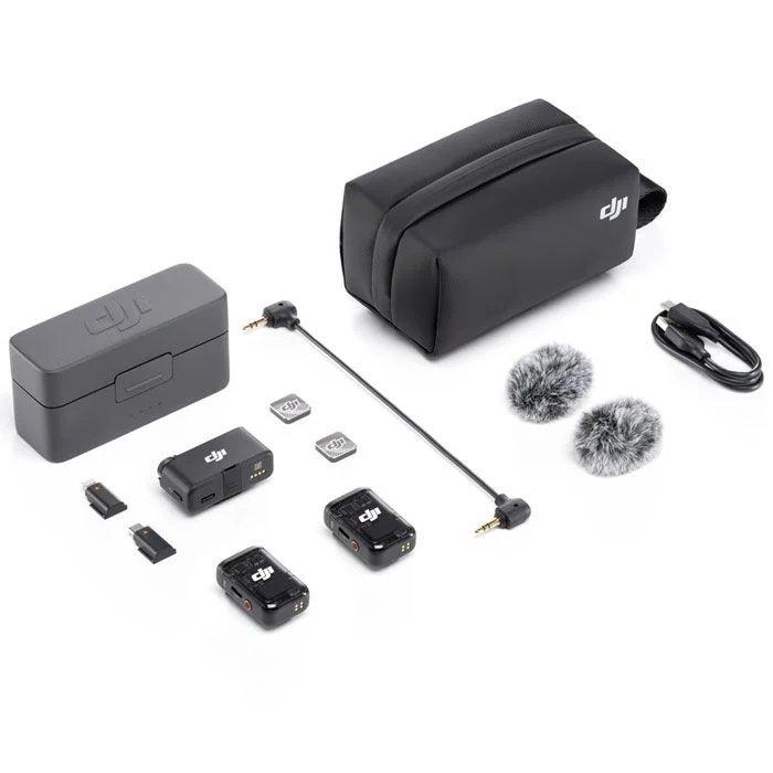 DJI Mic 2 Wireless Microphone Kit, 2 TX, 1 RX, 250m Range, 18 Hour Battery, Black - eXtra