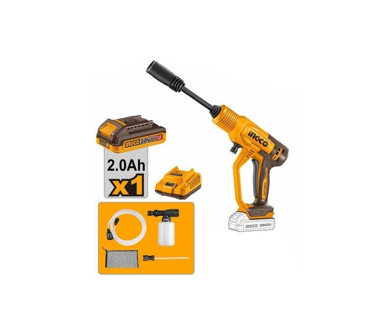 INGCO, Cordless Pressure Washer, 24.8 Bar, Yellow Black - eXtra Oman