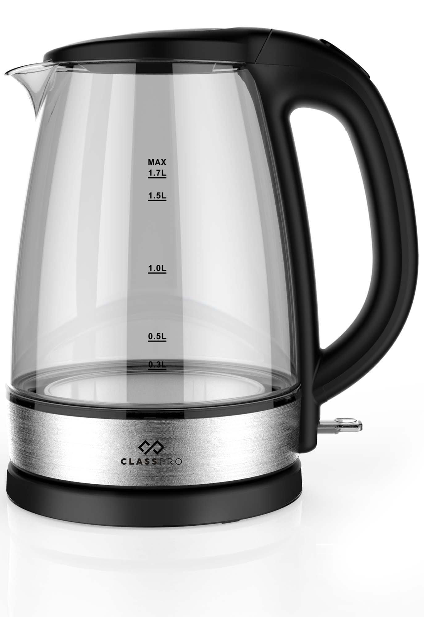 CLASS PRO, Kettle, 1.7L, Glass Body, 1850-2200W, Black - eXtra