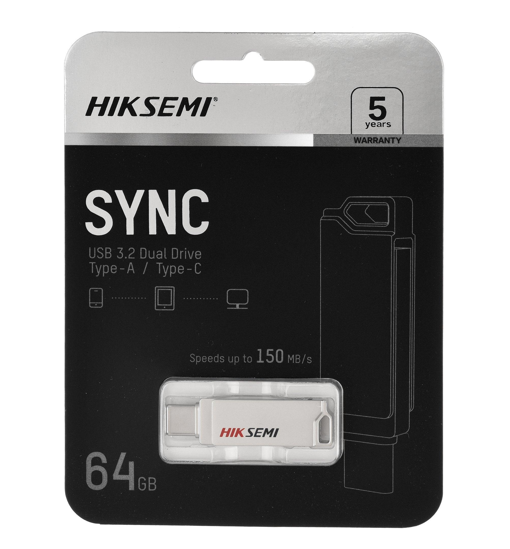 HIKSEMI Dual USB FLASH, 64GB, USB 3.2 UDP Mini Size, Type-C, Silver - eXtra