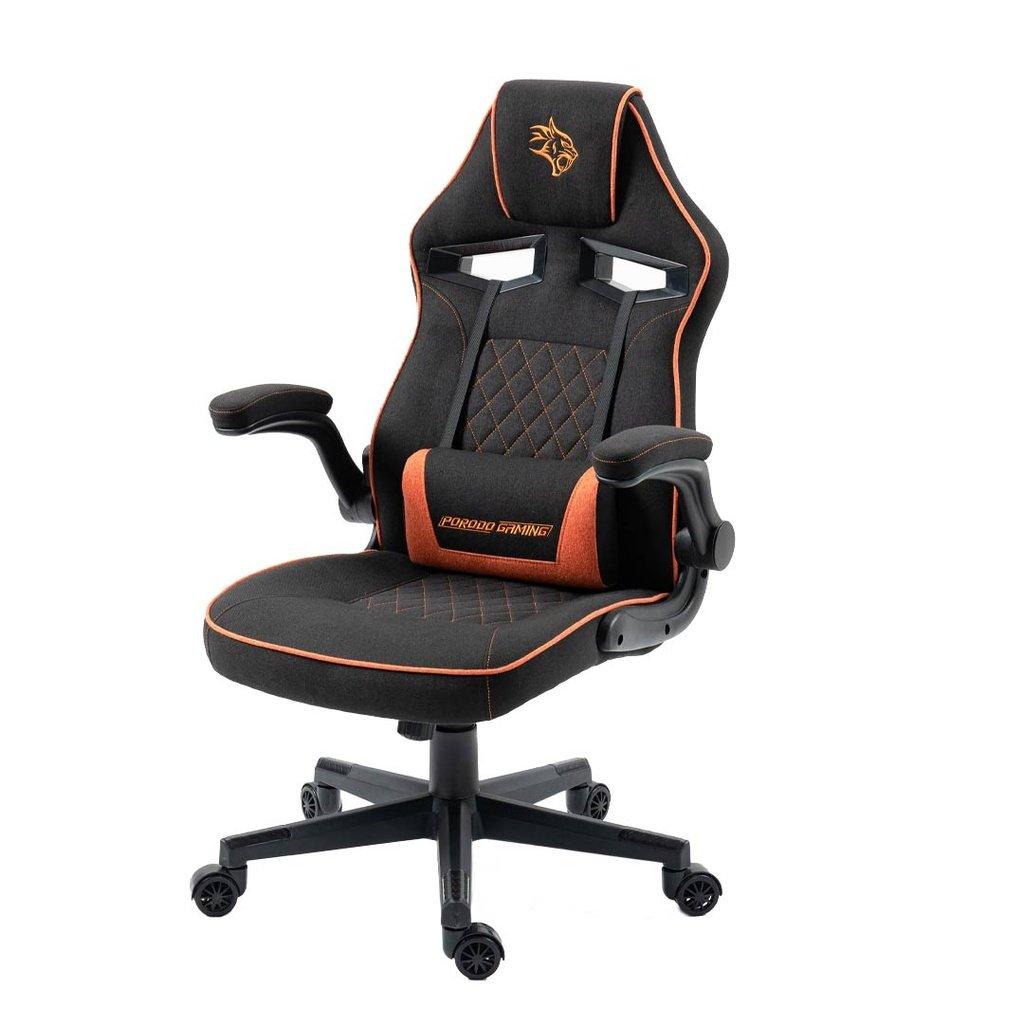 PORODO, Gaming Chair with Fabric covered cushion and GAS lift, Black ...