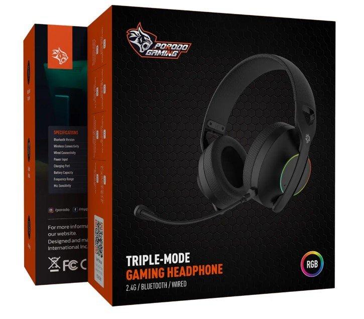 PORODO,Gaming Headset Wireless, Bluetooth, BLACK - eXtra