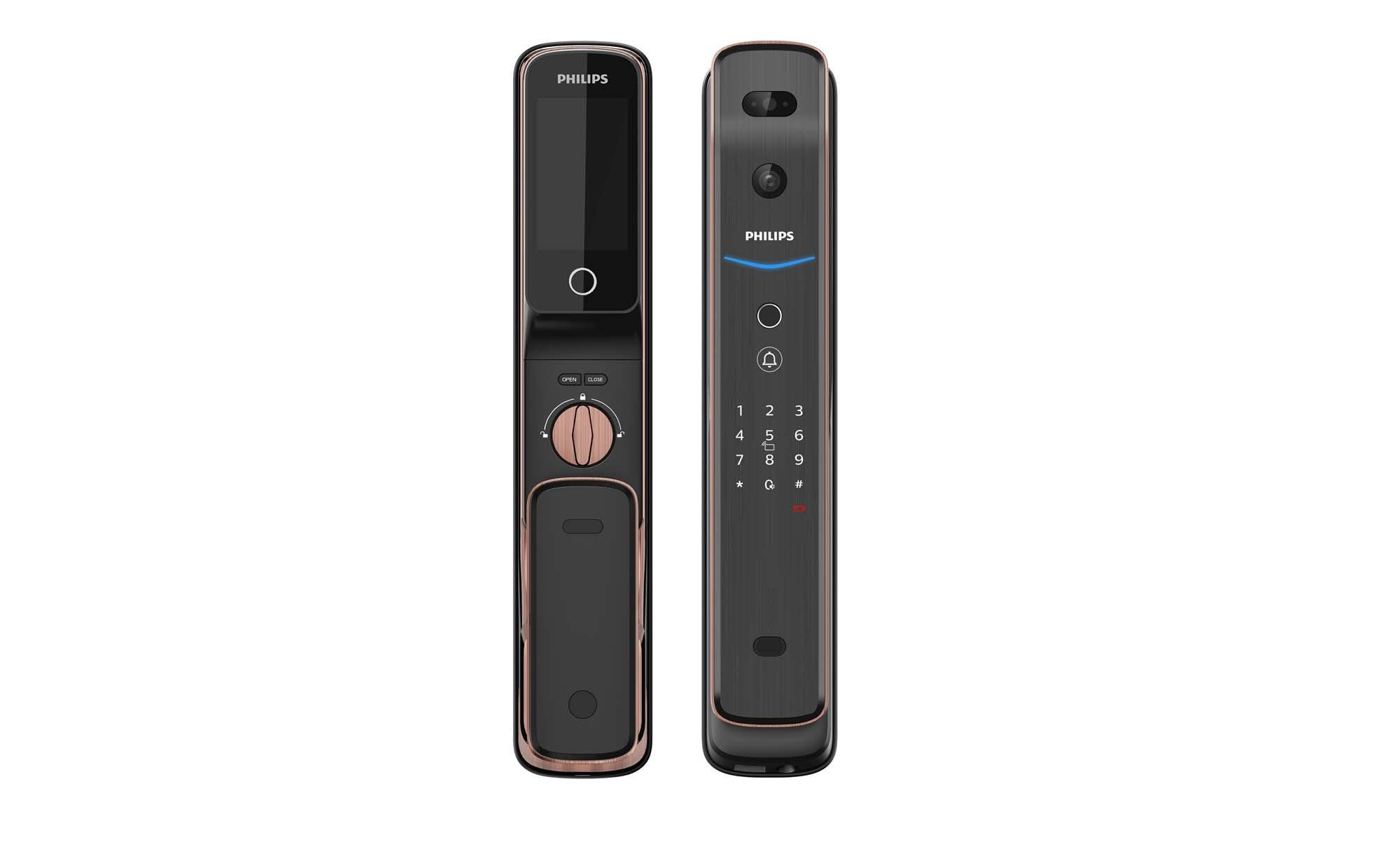 PHILIPS DDL709, 3D Facial Recognition Smart Door Lock, 4 Inch IPS Screen, Copper - eXtra