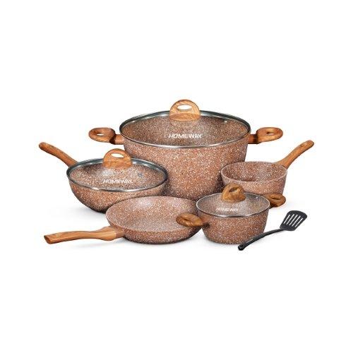 HOMEWAY, 9 Pcs Marbel Cookware Set, Forged - eXtra Oman