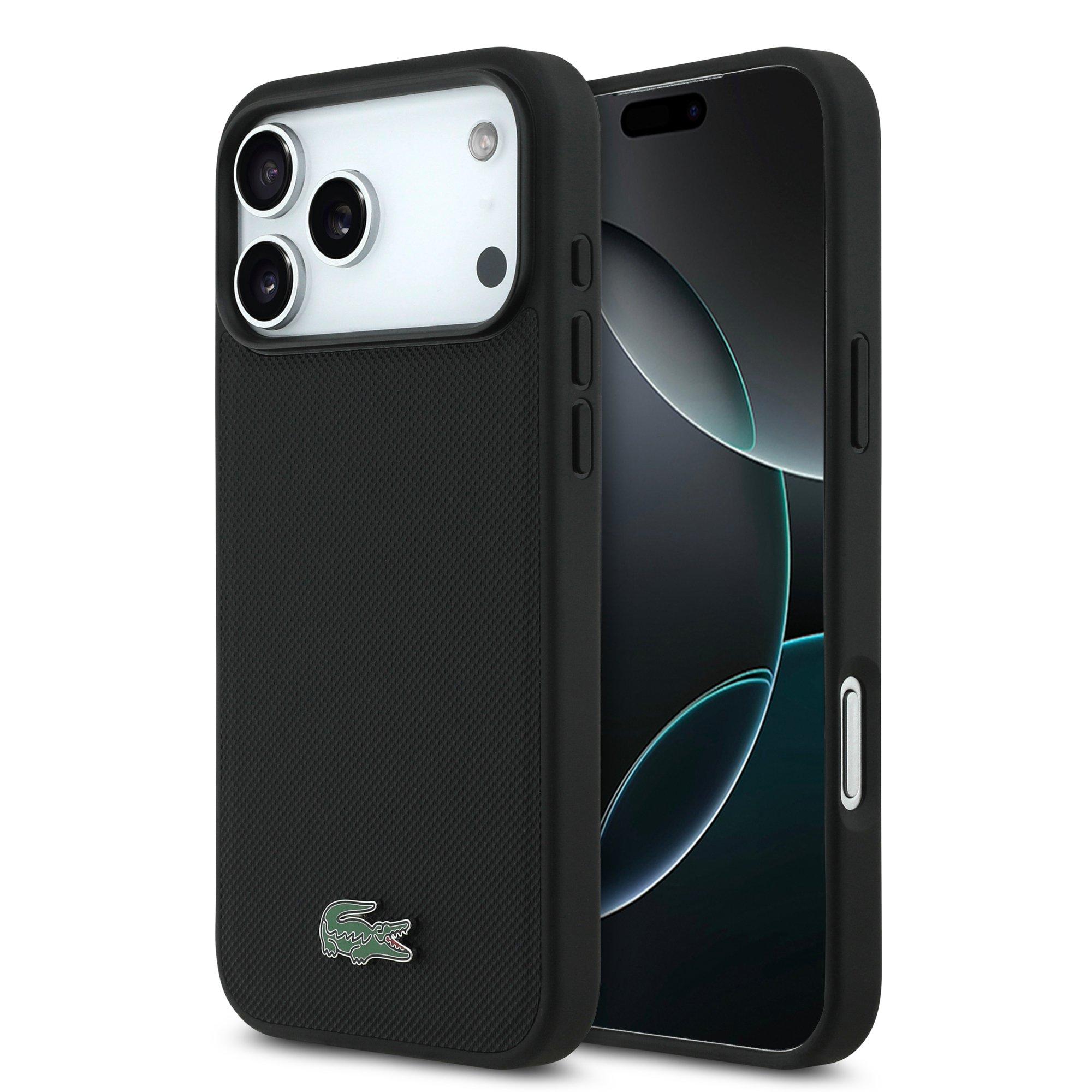 LACOSTE - CASE IP 17 PRO MAX MAGSAFE ICONIC PETIT PIQUE PU LACQUER LOGO ...