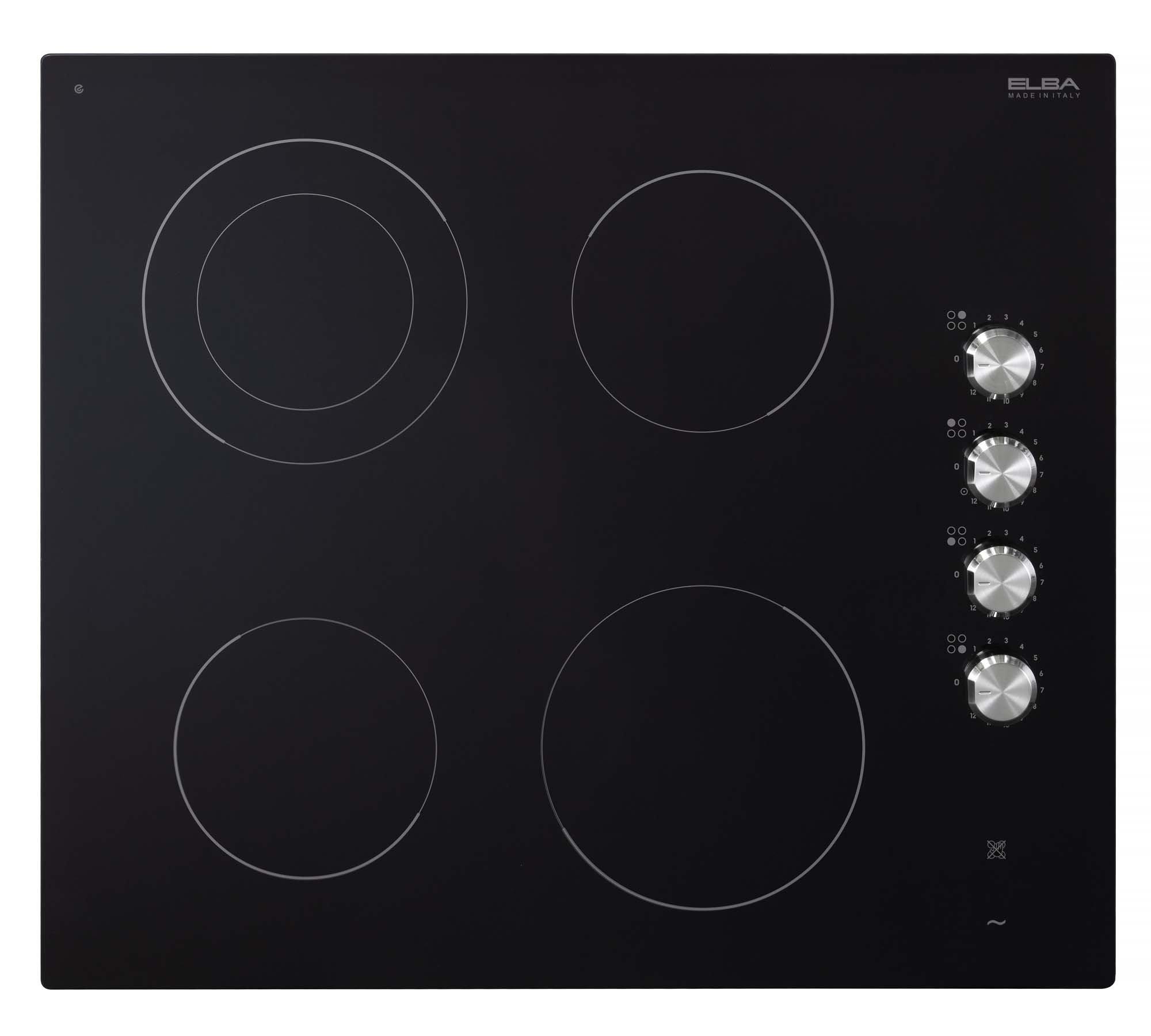 ELBA, Built-In Ceramic Hob, 60cm, 5 Zone Cooktop, Black Glass - eXtra