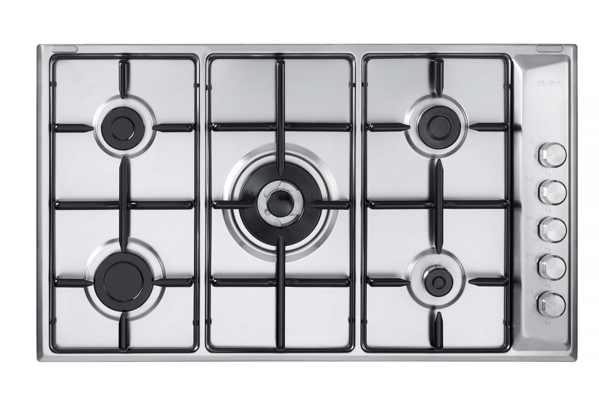 ELBA, Built-In Gas Hob, 90cm, 5 Burners, Tripple Ring, Stainless Steel ...