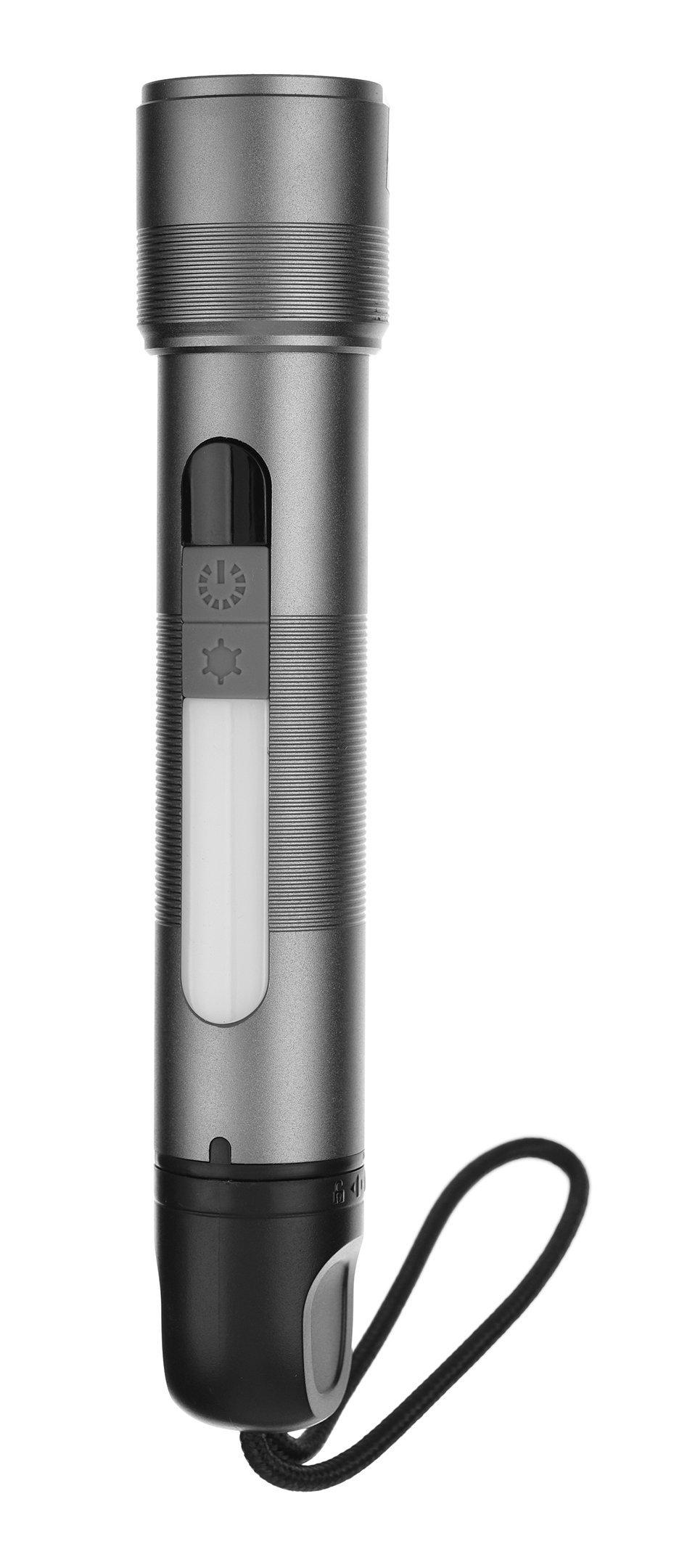 RAFEED, Portable Rechargeable Flashlight, Two Lighting Sources, Grey ...