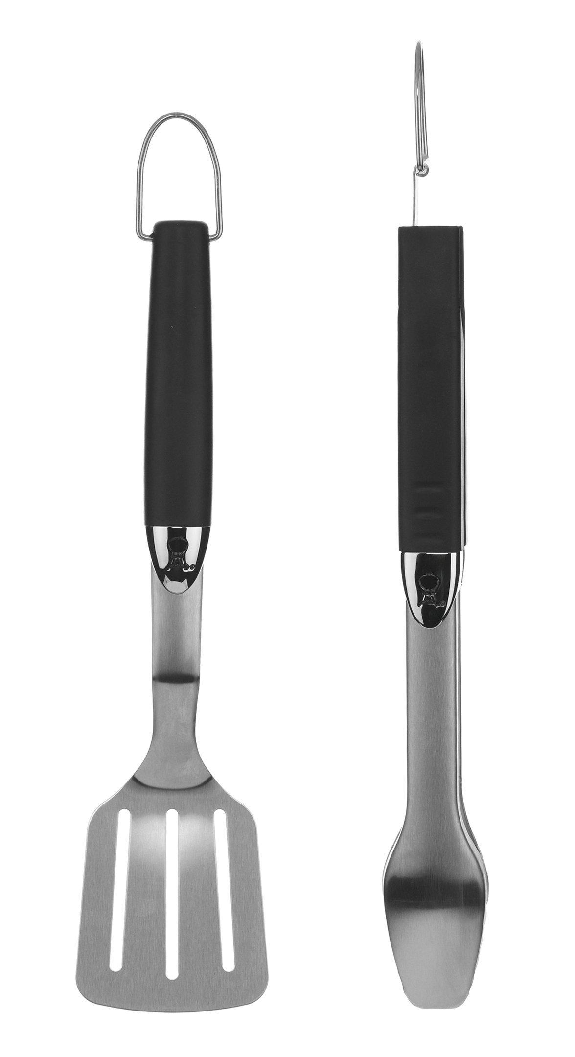 WEBER, Premium Barbecues Tongs and Spatula Set, Stainless Steel, Black ...