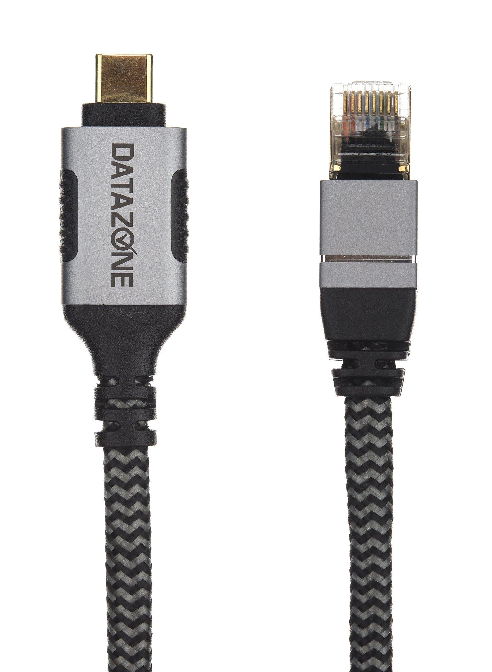 DATAZONE Type C to Ethernet Cable RG45, CAT6A, 1M, Black - eXtra