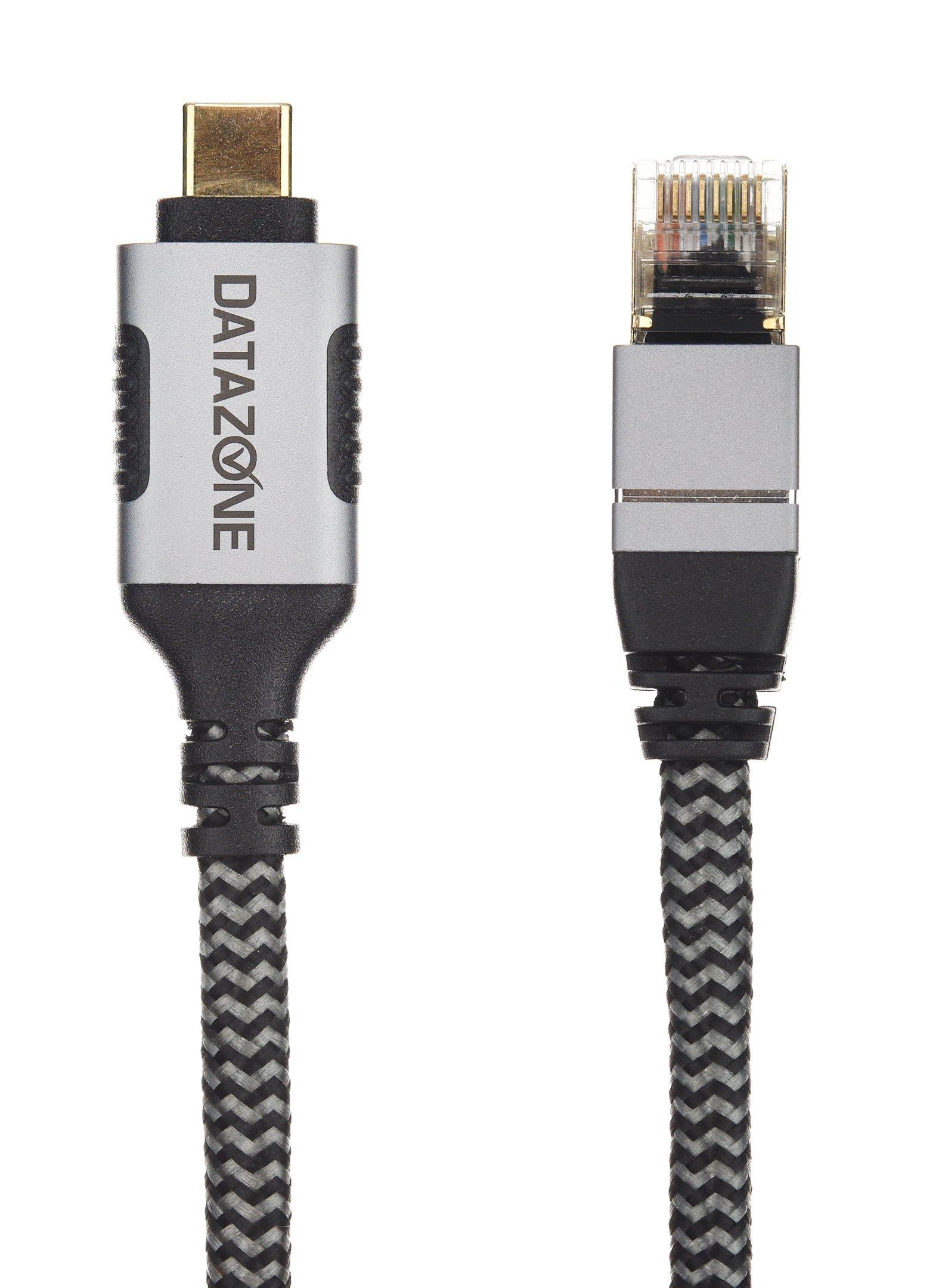 DATAZONE Type C to Ethernet Cable RG45, CAT6A, 3M, Black - eXtra