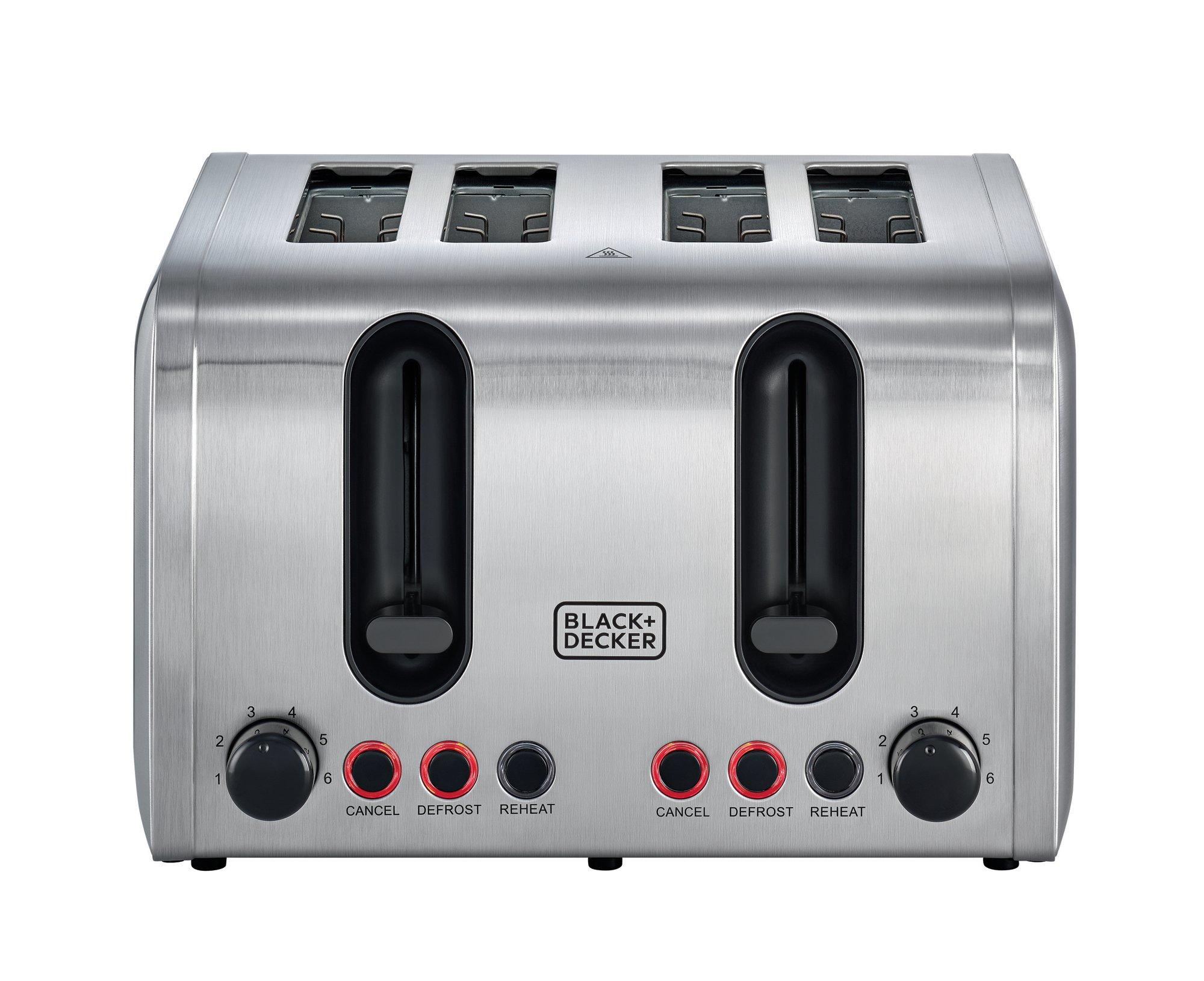 BLACK+DECKER, Toaster, 4 Slot, 2100W, Stainless Steel - eXtra Bahrain