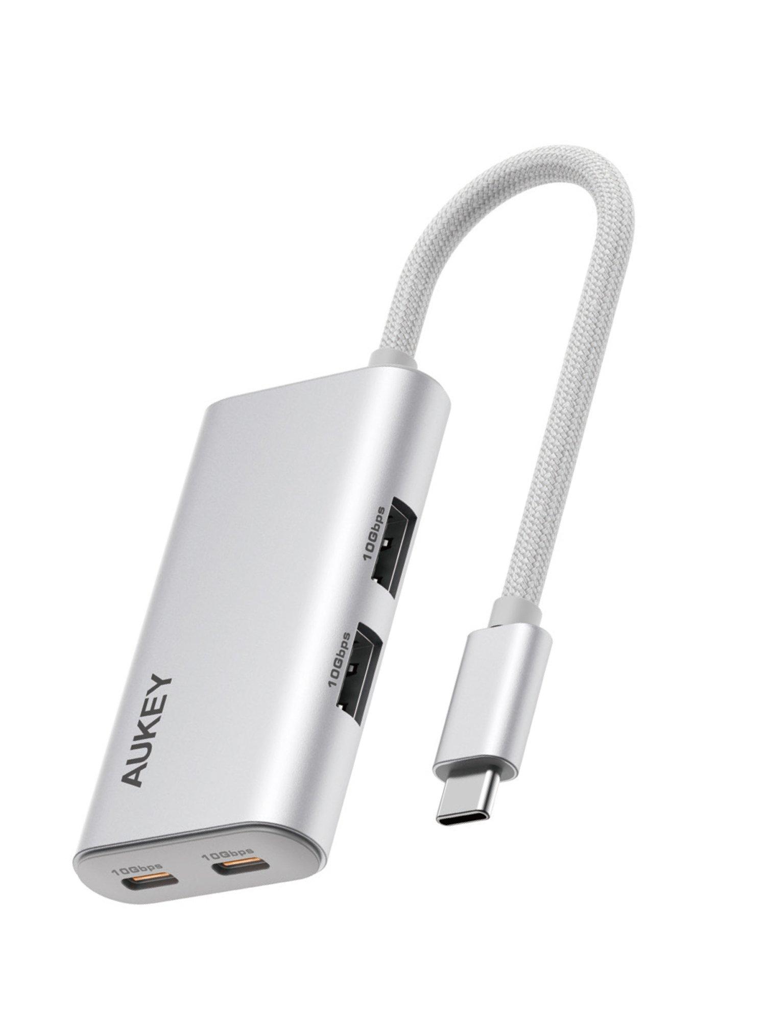 AUKEY OFFICE DOK 4 IN 1 USB-C to 4-port USB3.0 A HUB, Silver - eXtra