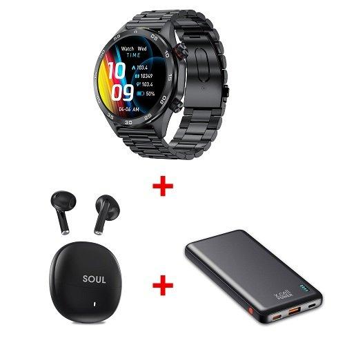Xcell Elite5 Smartwatch Black Metal+Soul17 Signature TWS+Powerbank ...