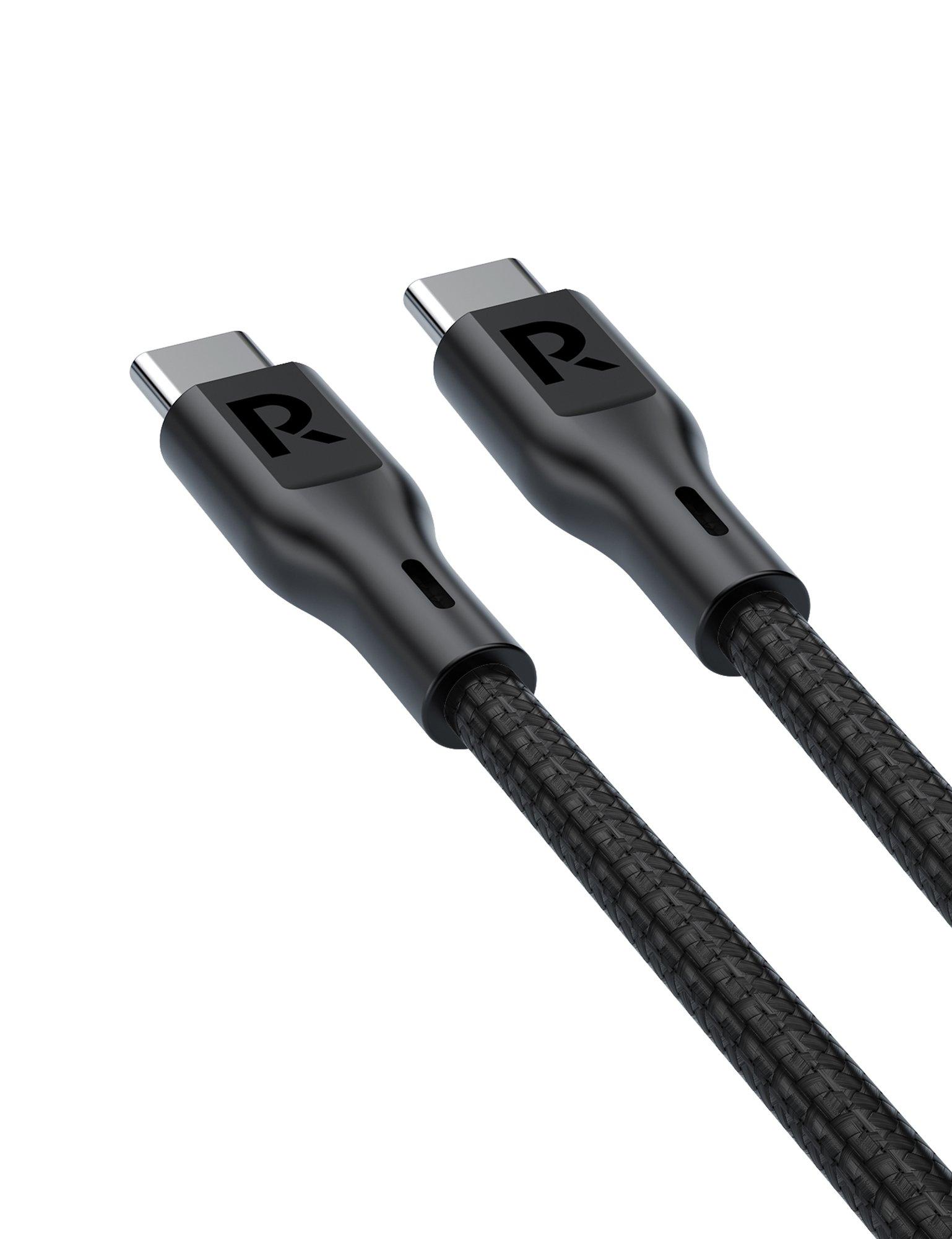 RAVPower Type C to Type C Cable, 1M, Nylon Braided, 100W, Black - eXtra
