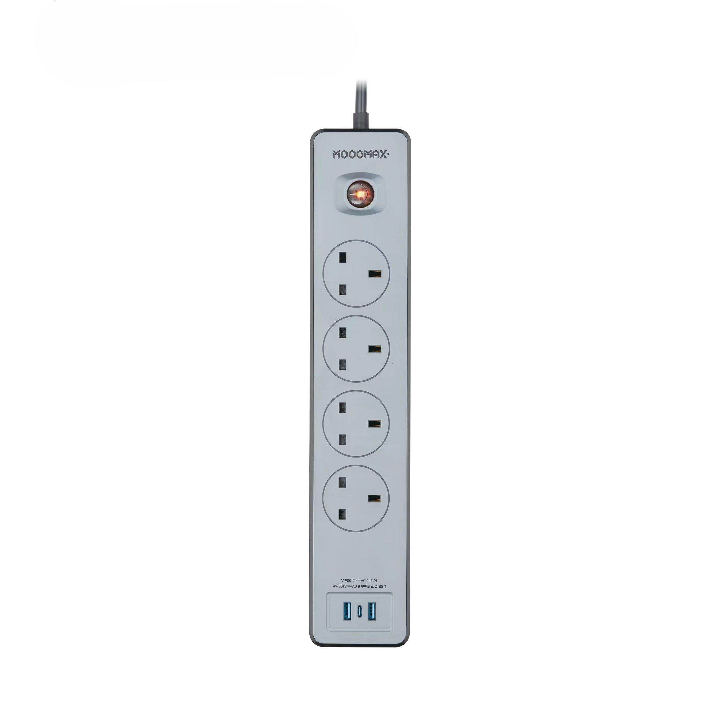 Extension Cord Power Strip 5m – 4 Sockets & USB - eXtra