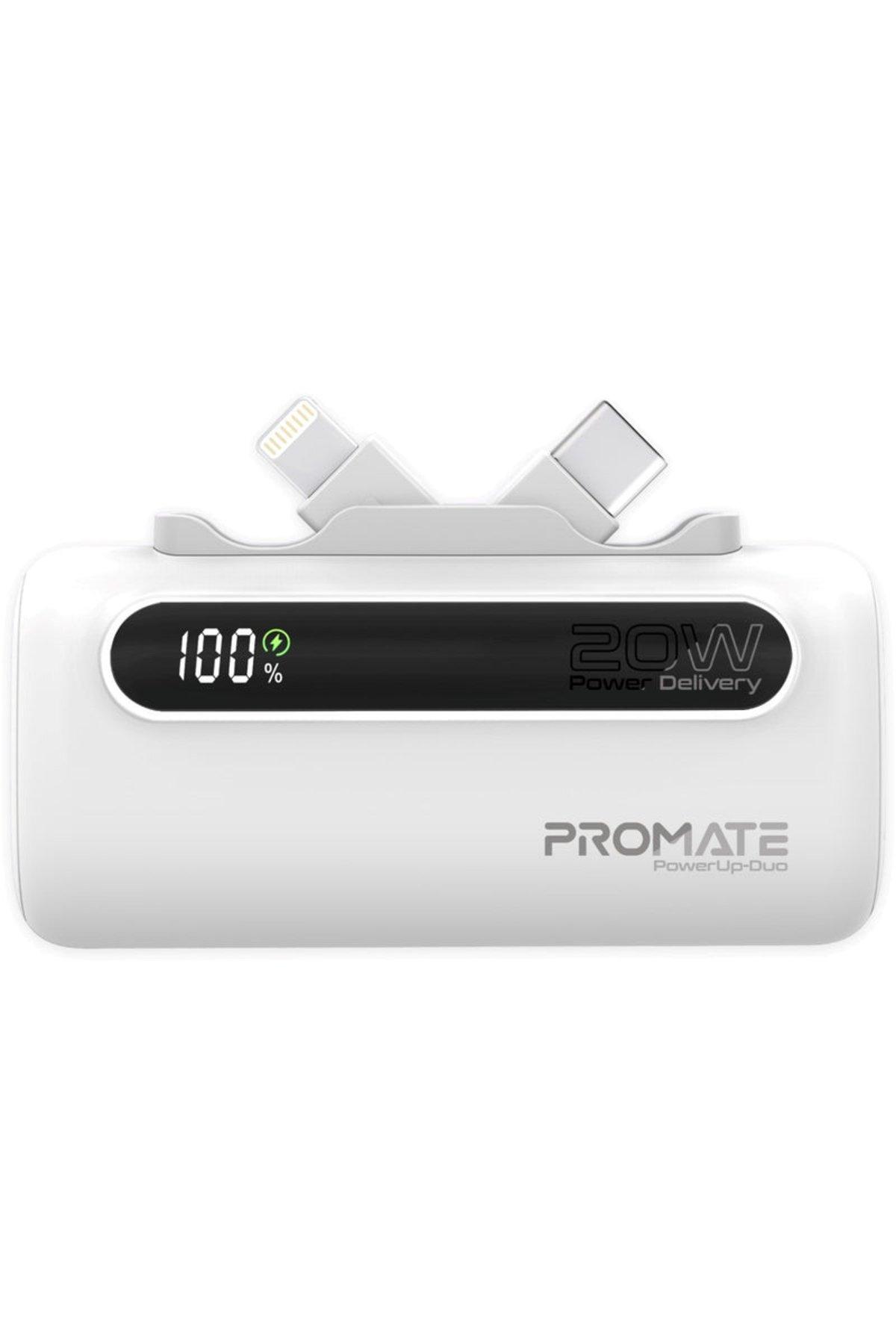 Promate PowerUp-Duo 5000mAh, 20W USB-C, 12W Lightning, LED Display - eXtra