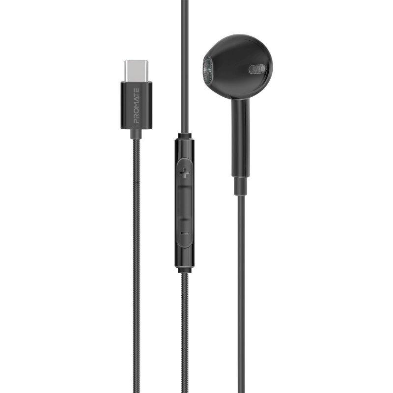 Promate USB-C Mono Earbuds, HD, Mic, Noise Isolation, Volume Control ...