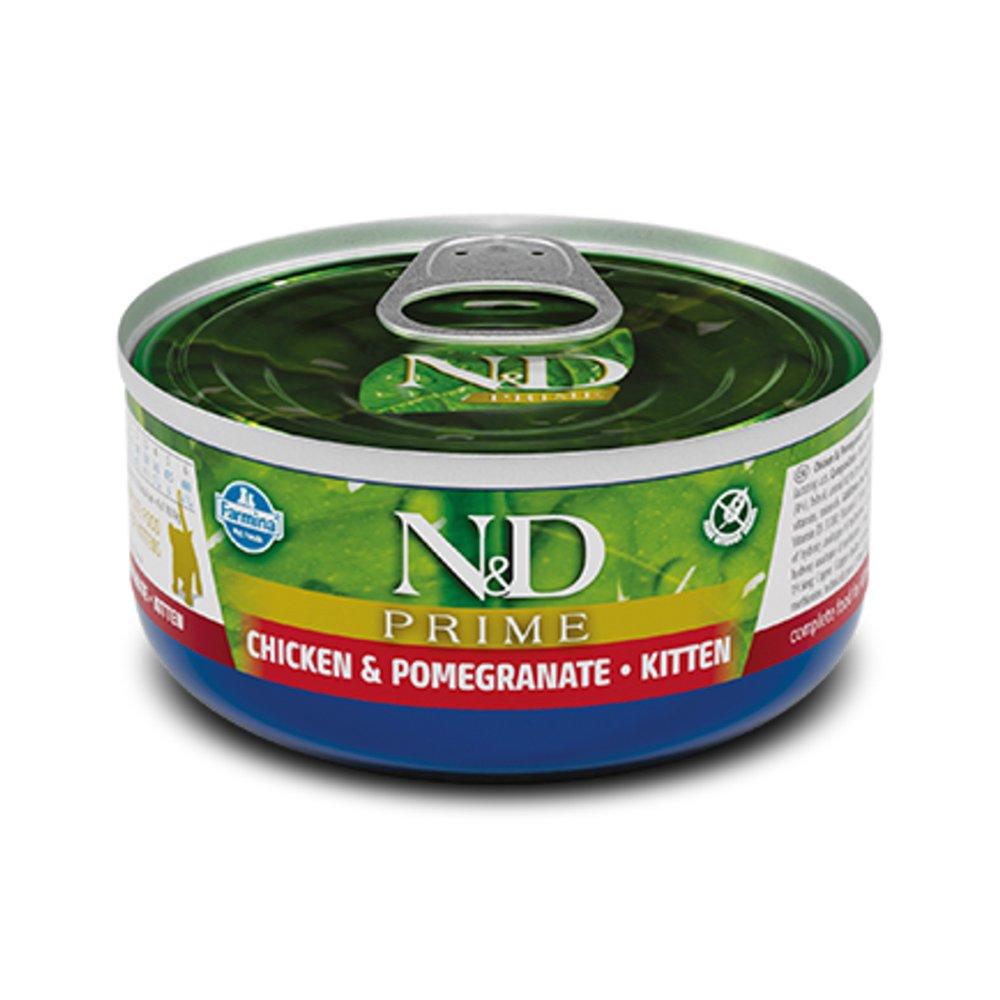 Farmina, n&d cat prime chicken & pomegranate kitten wet food , 70 g - eXtra