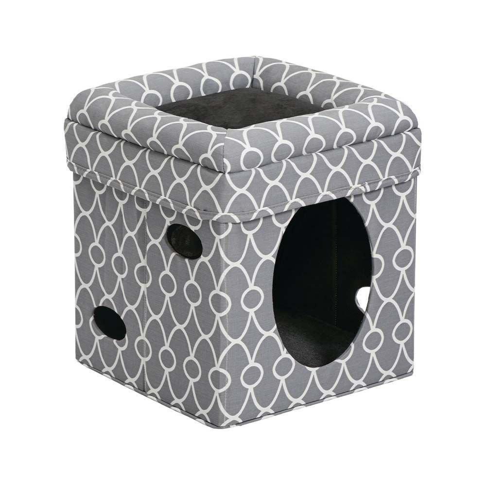 Midwest Curious Cat Cube, Grey , 39.3l X 39.3w X 42h Cm - eXtra