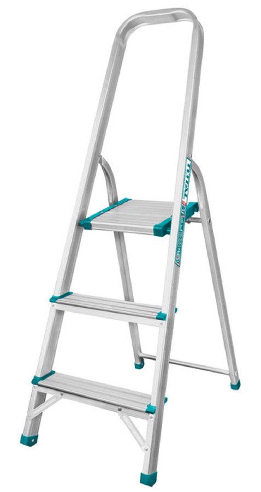 TOTAL, Aluminium Step Ladder 3 Steps, Max Load 150Kg, Step Size : 26*25 ...