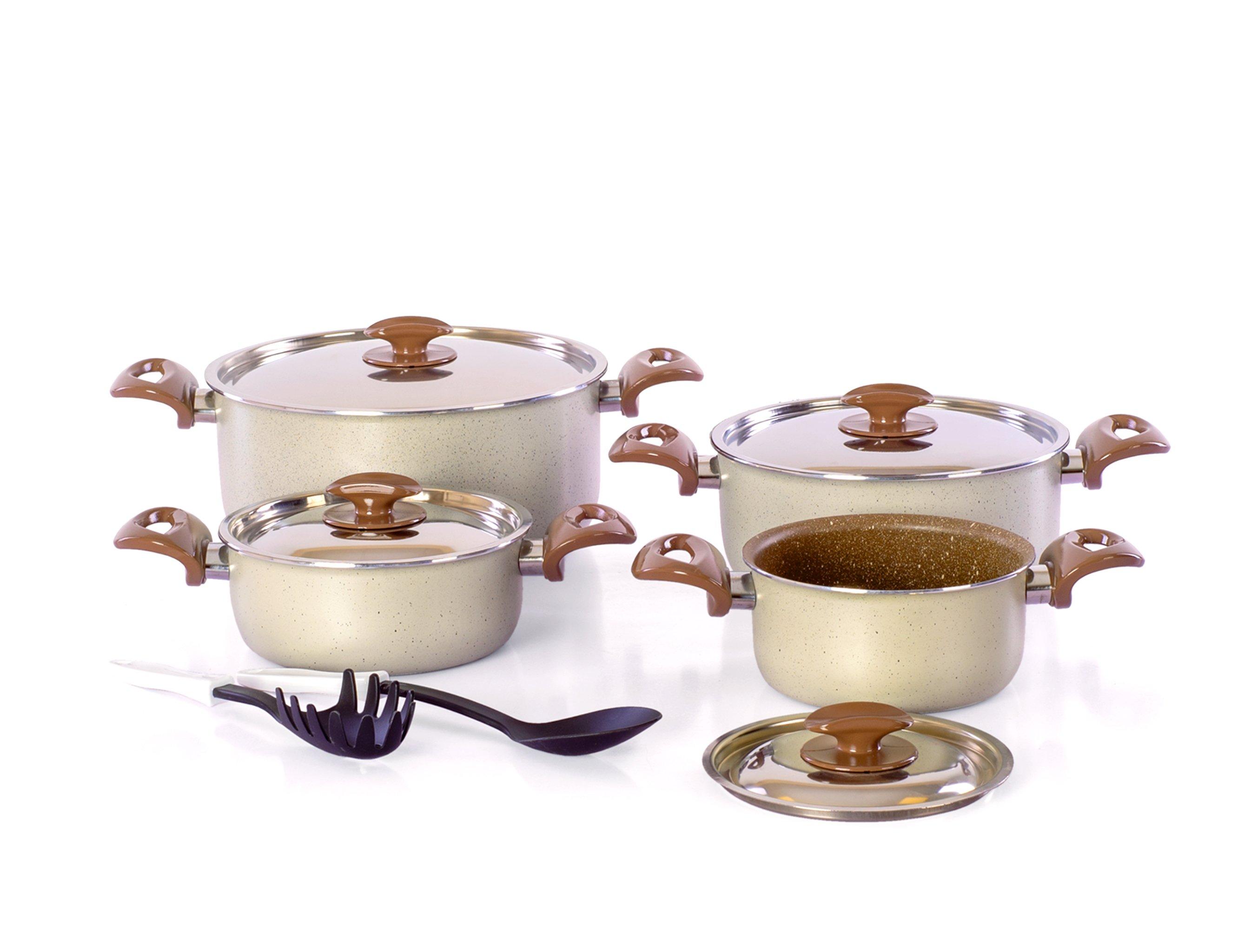 Grandi Cook, 10 Pieces Cookware Set With 7-Layer Granite Coated Non ...