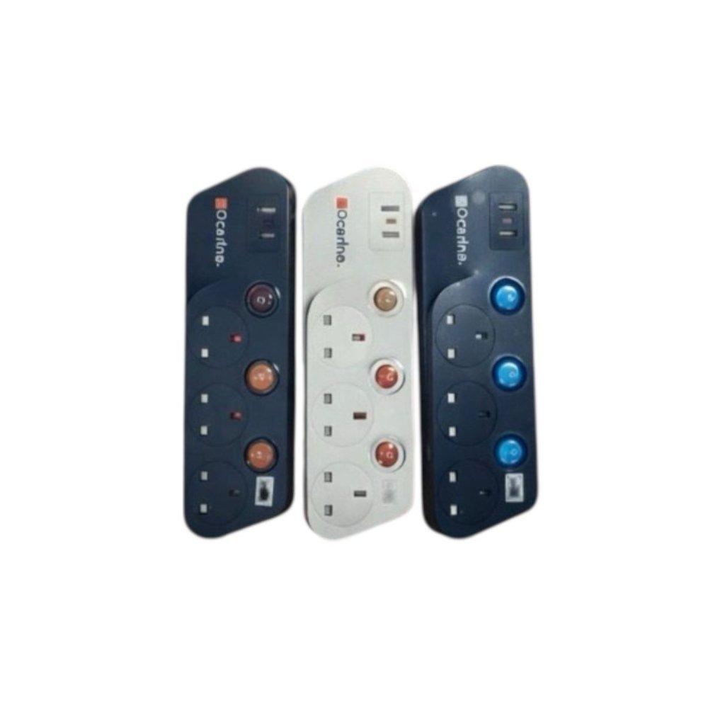 Ocarina,3-port power strip with 3-meter cable(2 USB & 1Type-C) white ...
