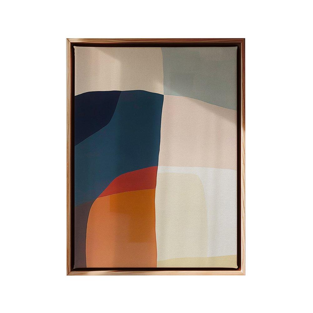 Canvas Wall Art Stretched Over Wooden Frame with Wood Tone Floating ...