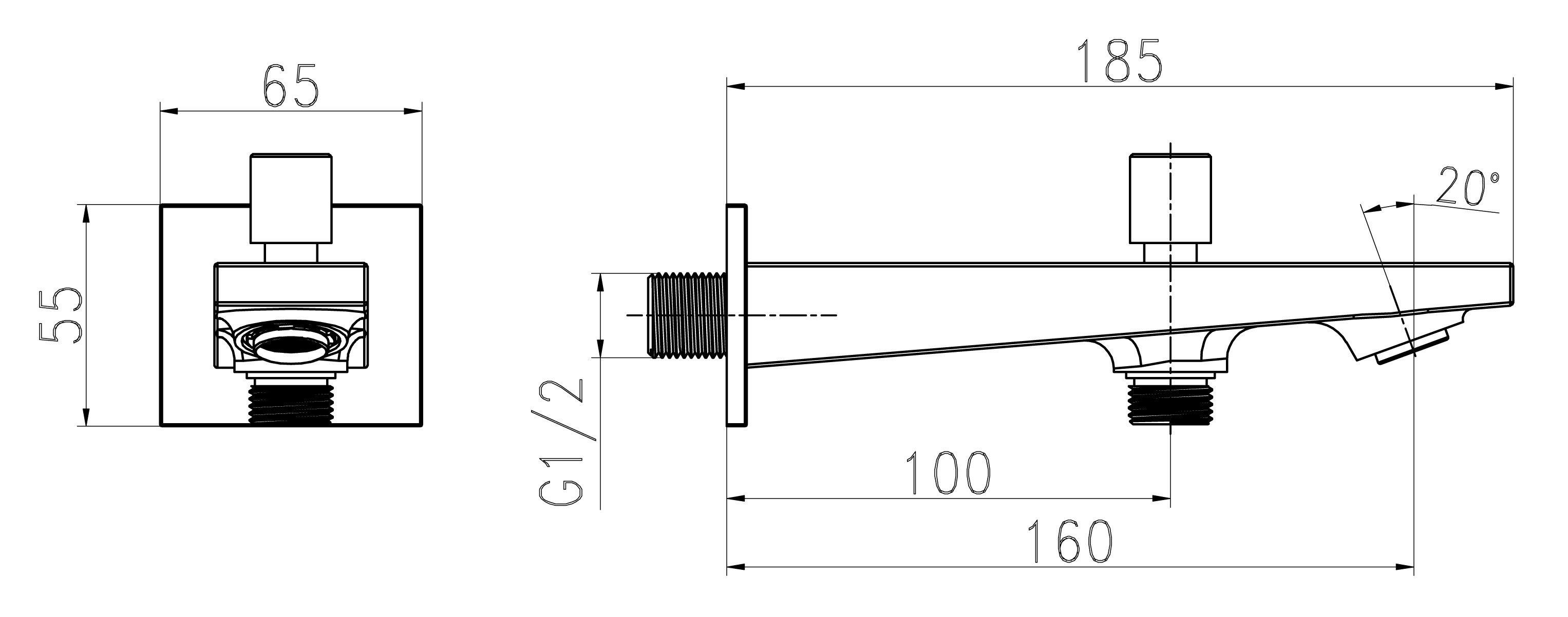 Infinity Bath Spout with Diverter | 160 mm Projection | G½” Outlet ...