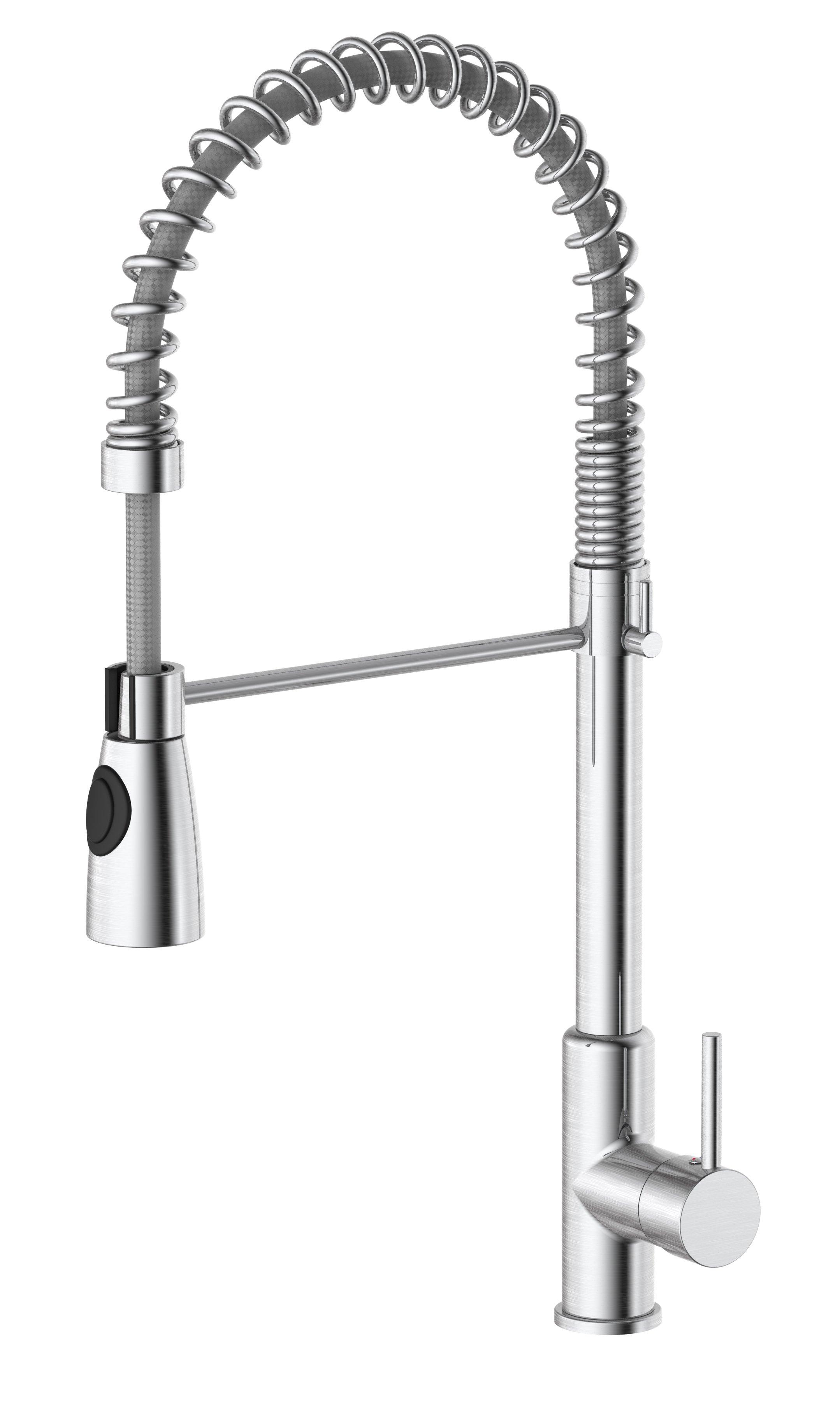 Spring Sink Mixer with Two‑Function Sprayer | Flexible Coil Design ...