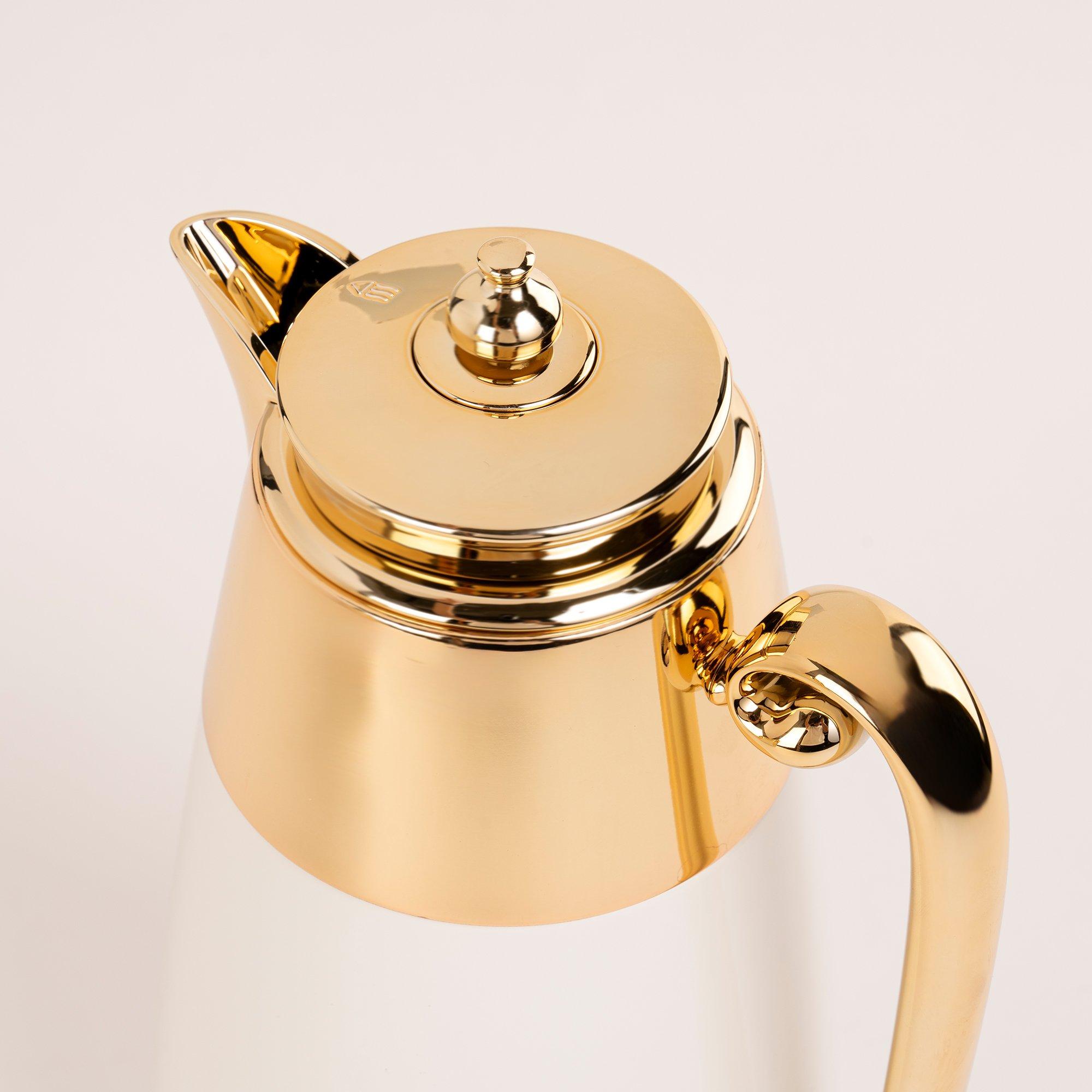 Dallaty set of 2 steel vacuum flask beige & gold 1l - eXtra