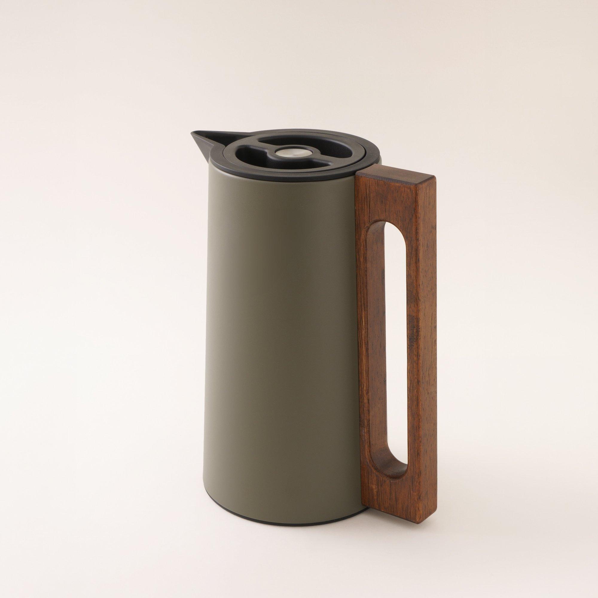 Dallaty steel vacuum flask flask with wood handle 1l, green - eXtra