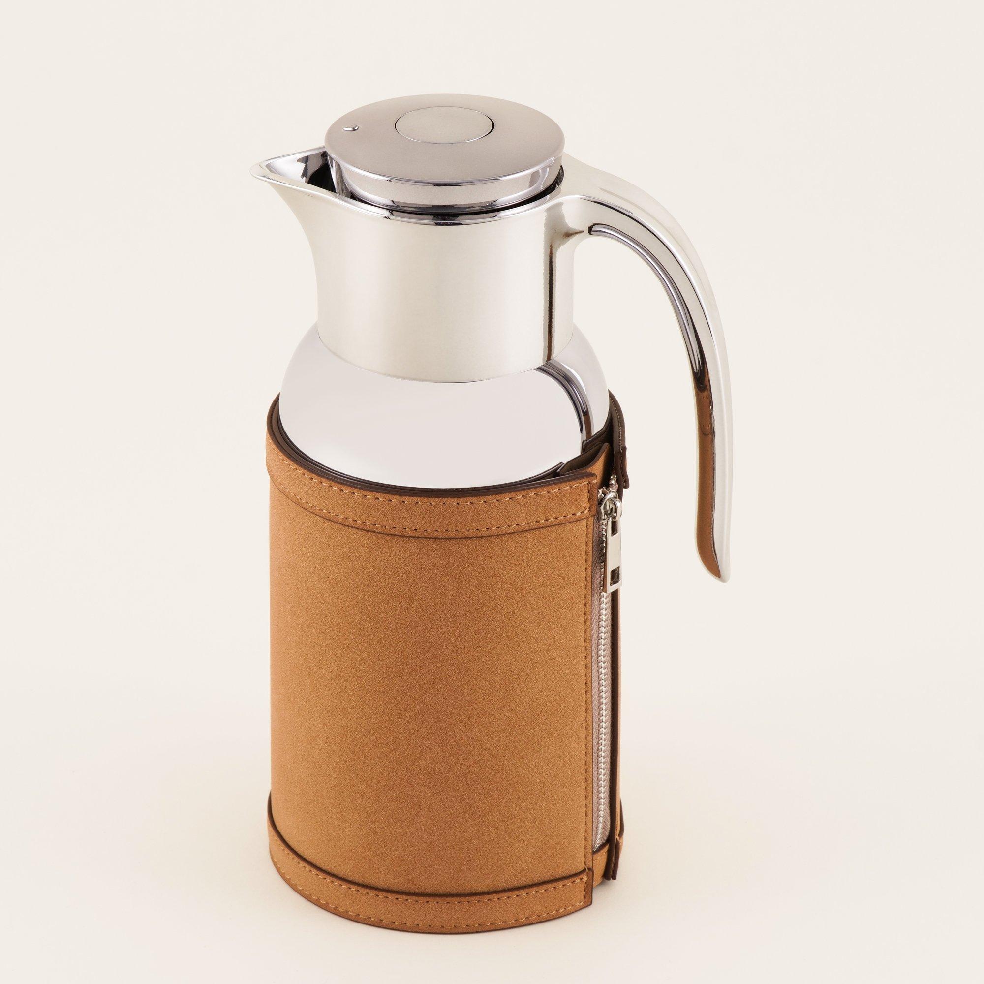 "dallaty stainless steel vacuum flask with leather touch, brown 1.3l ...