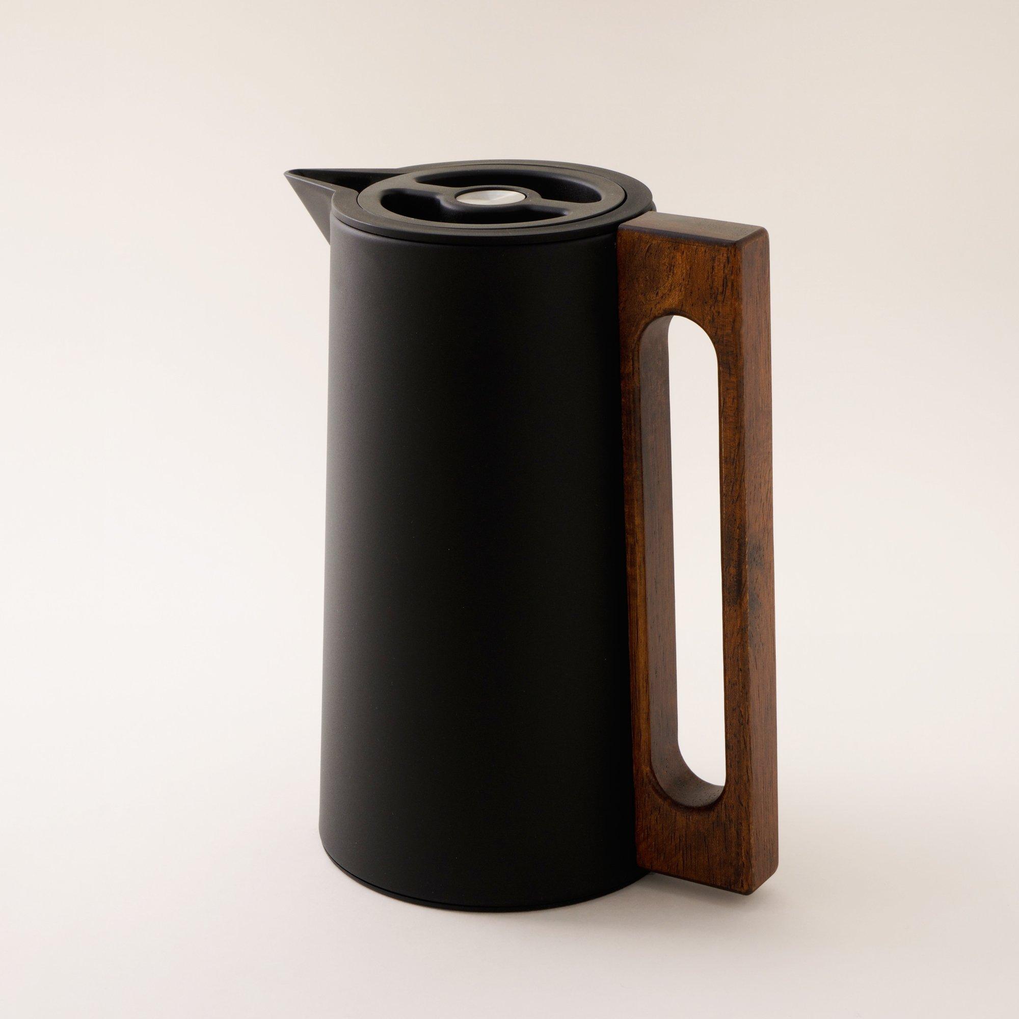 Dallaty steel vacuum flask flask with wood handle 1l, black - eXtra
