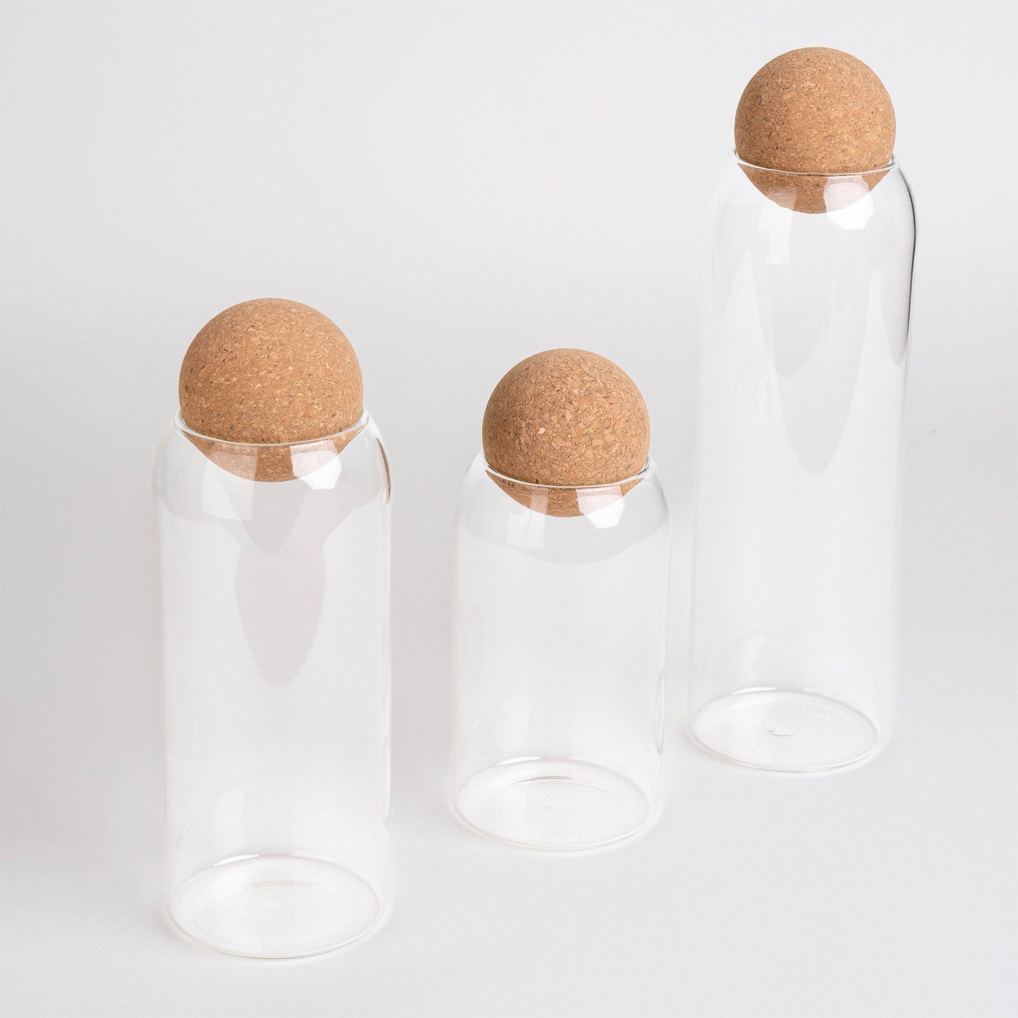 Alberto glass storage jar set with cork lid 3 pcs - eXtra