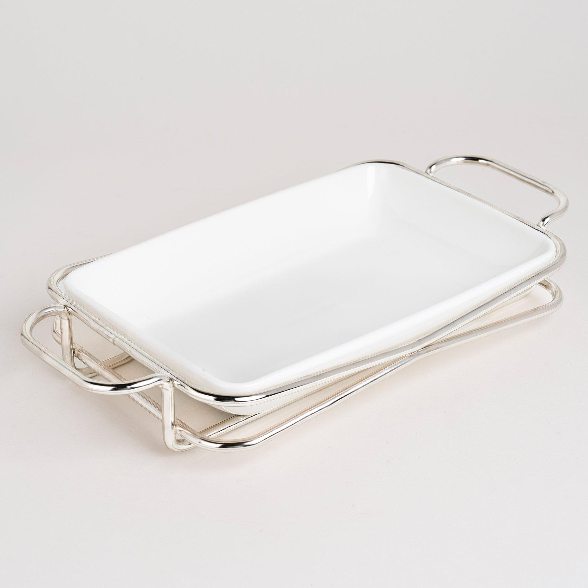 Rectangular plate with stand silver - eXtra