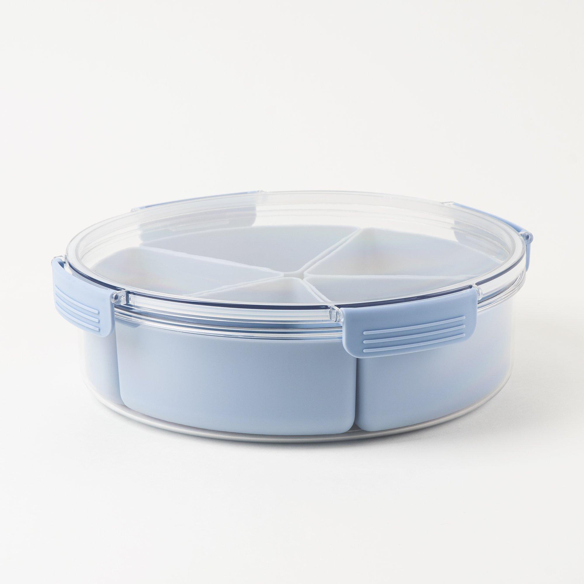 Alberto round food contrainer with 5 compartments 28.8*28.8*8.6cm, blue ...