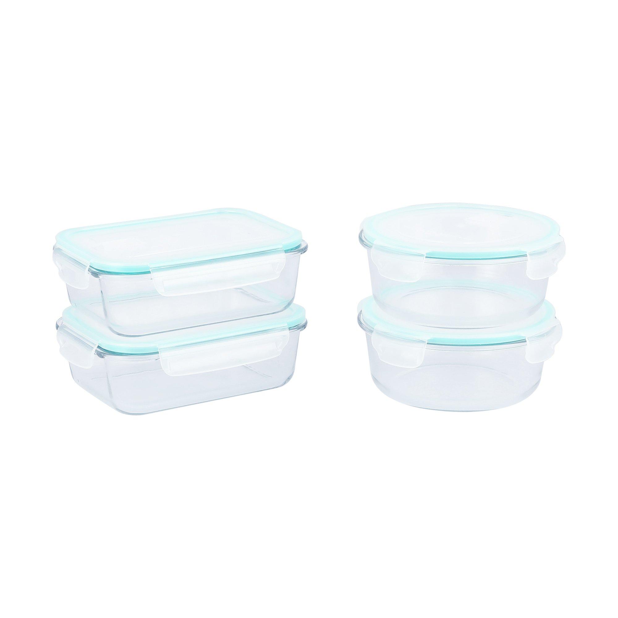Alberto transparent glass container set with lids 8 pcs - eXtra