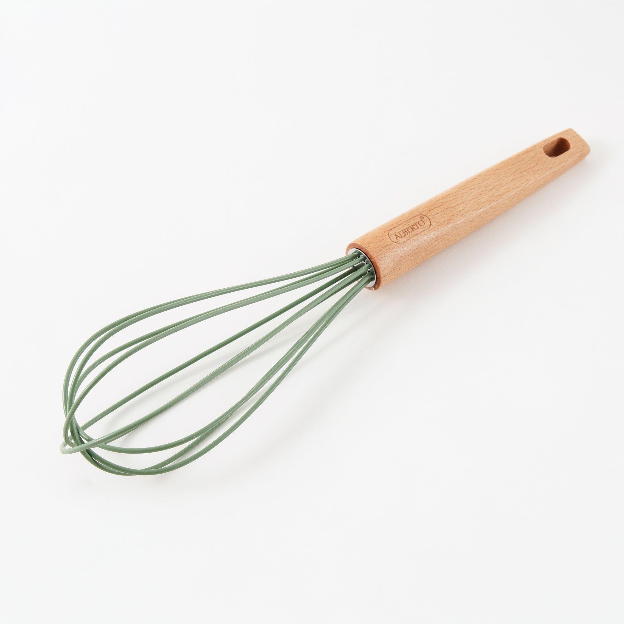 Alberto 3pcs silicone utensil set with wooden handles, green - eXtra
