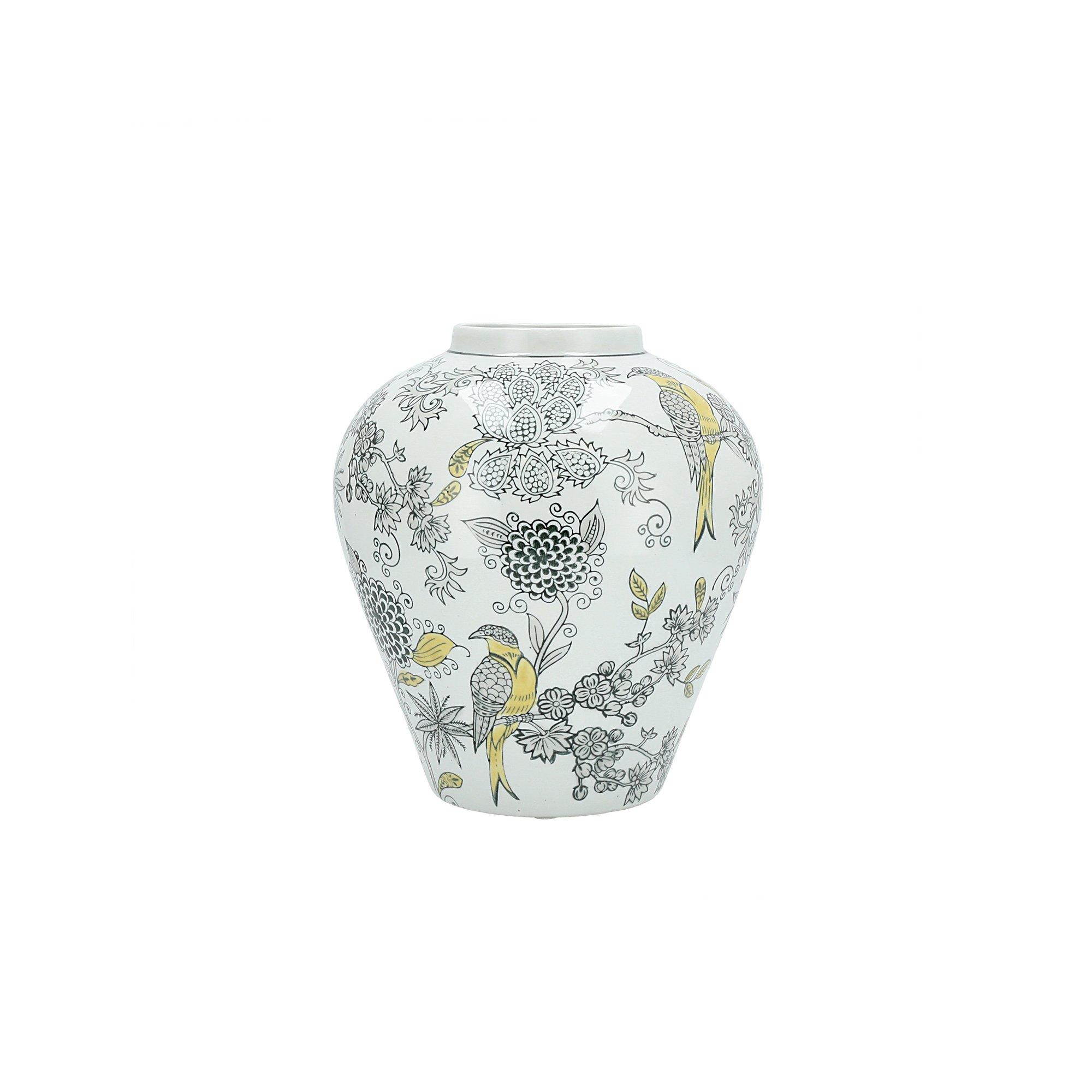 Decoargive jar white and bird pattern 23 *23 * 25 cm - eXtra