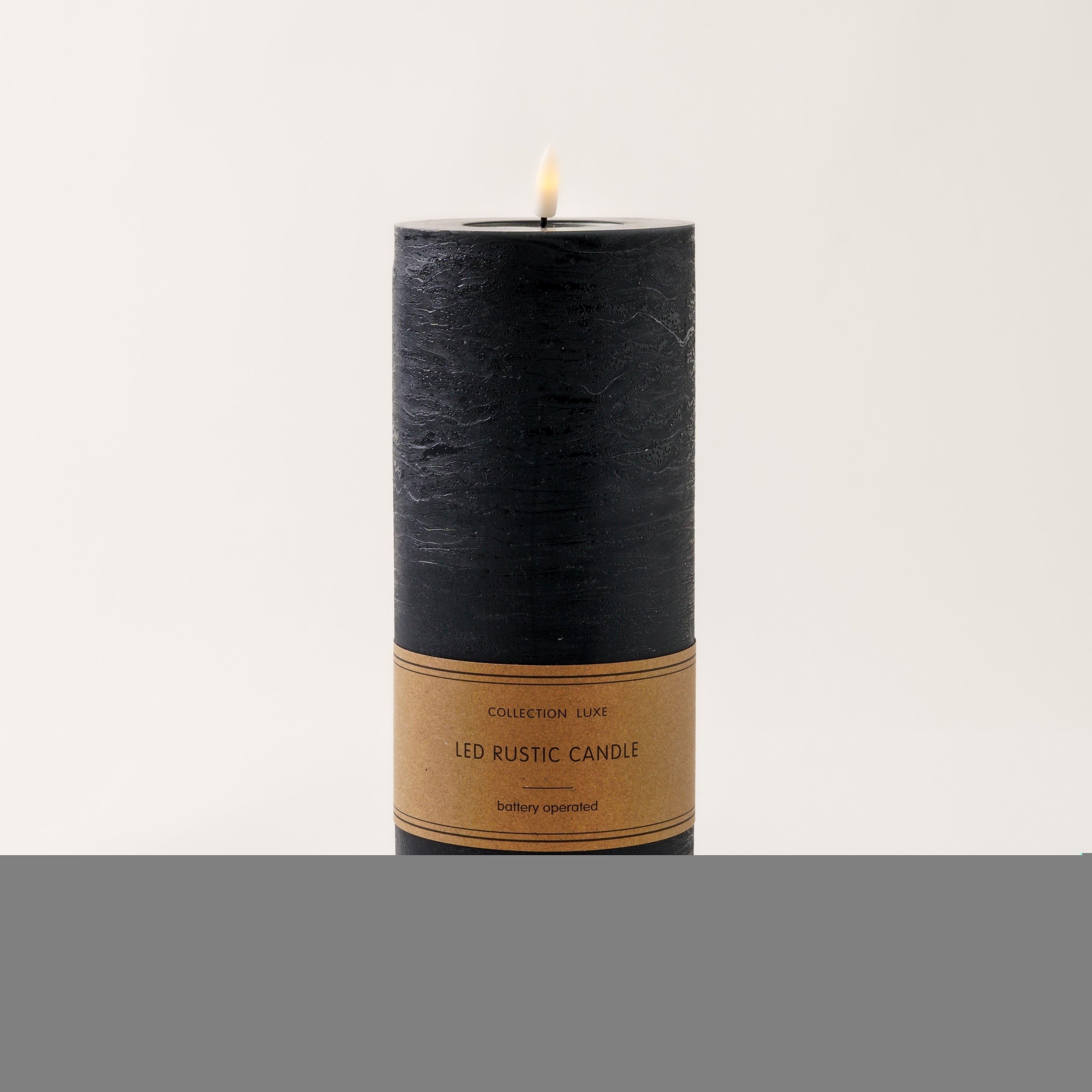 Led rustic candle in black 10*25cm - eXtra