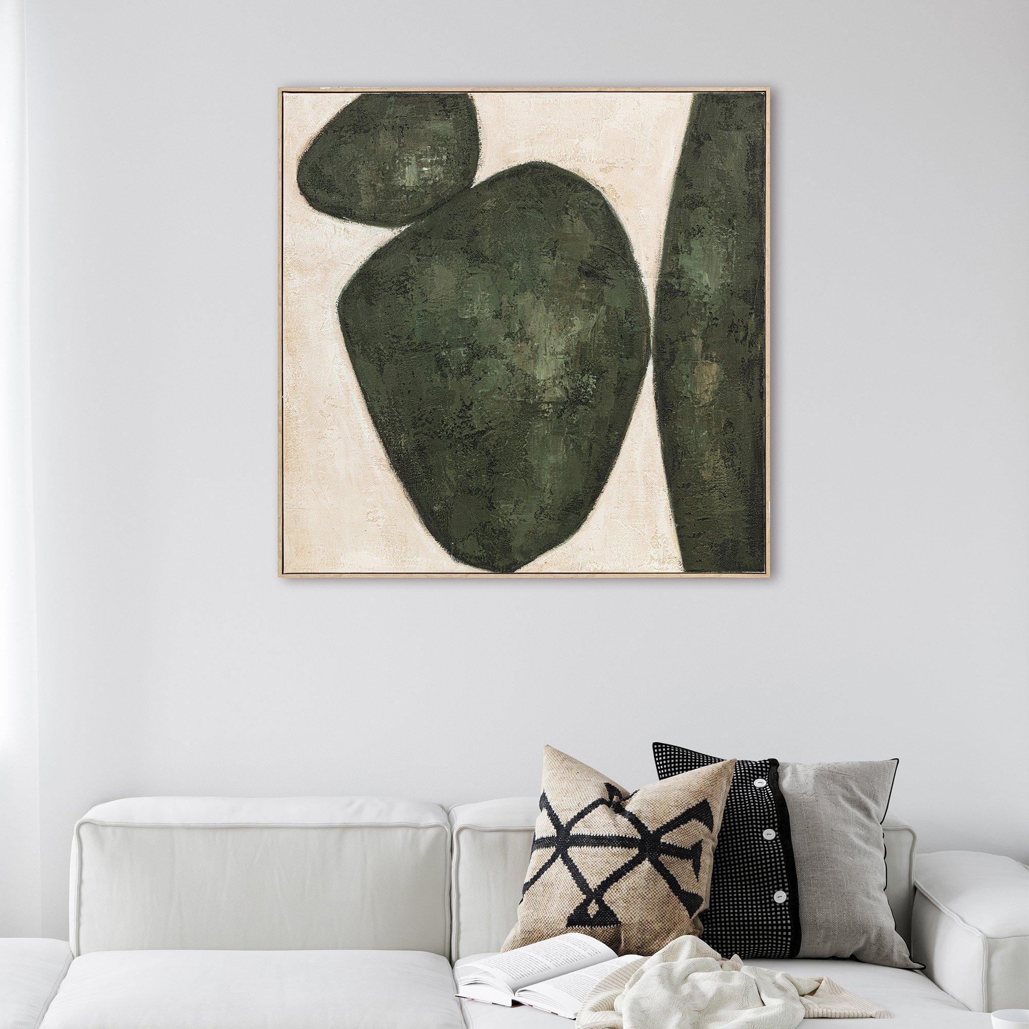 Homez wall art framed canvas wood, 100*100cm - eXtra