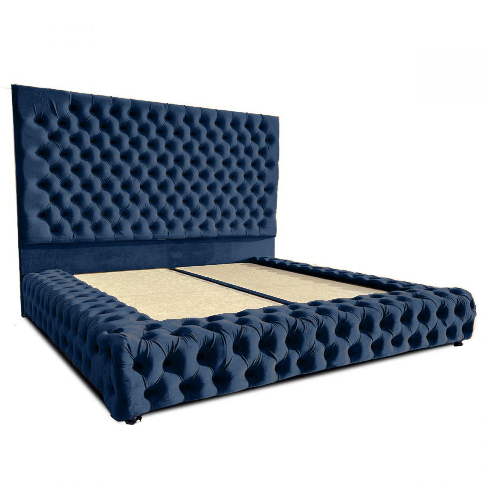 In house, bed frame valencia with sides and headboard, velvet, 200x140 ...