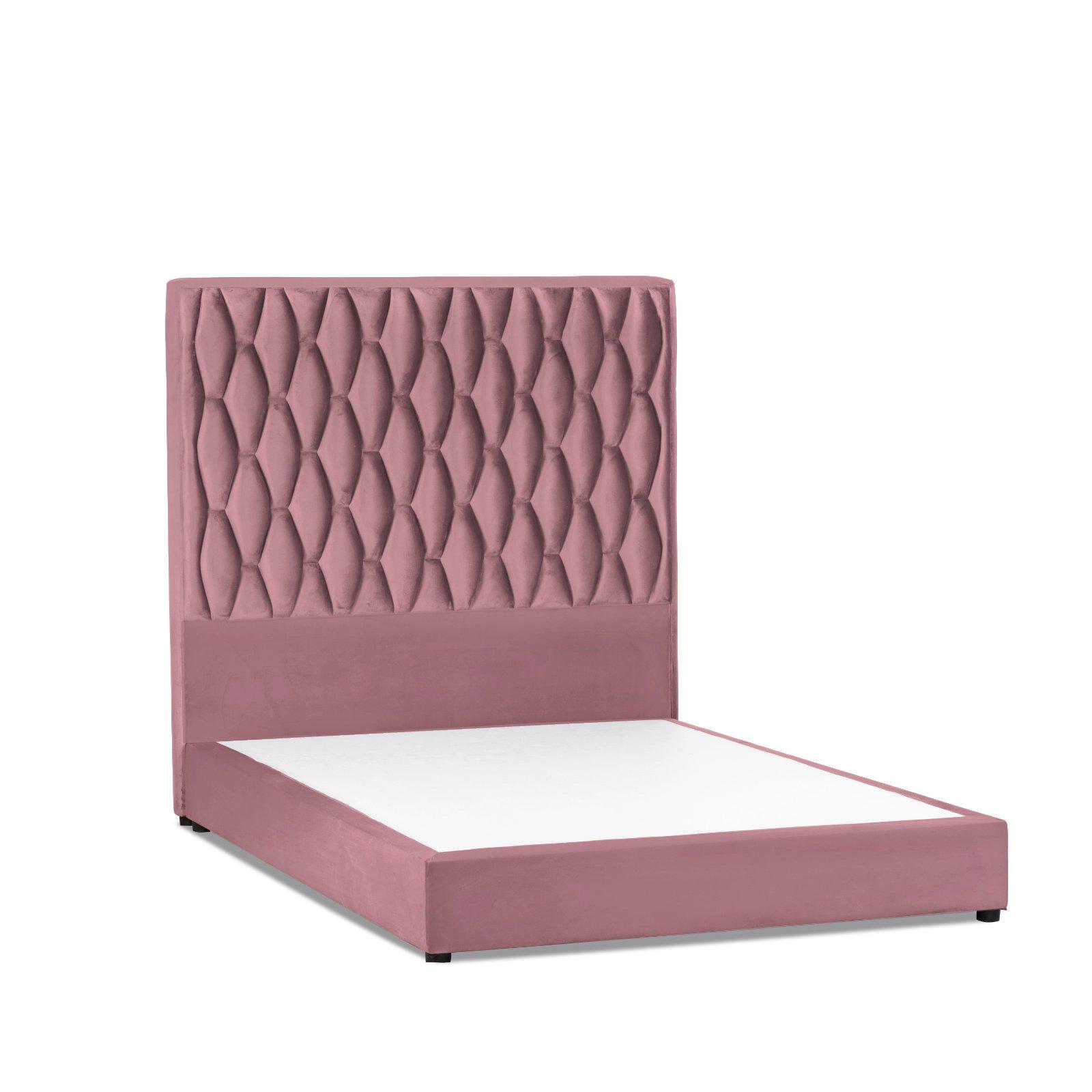 In house, bed frame madrid, velvet, 200x100 cm, single, light pink, - eXtra